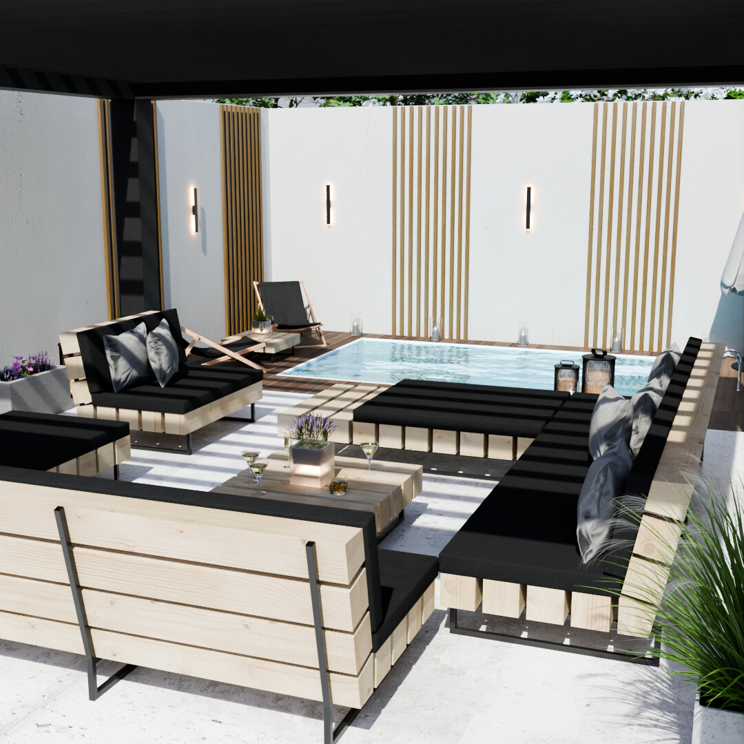 ArtStation - Terrace with pool exterior design