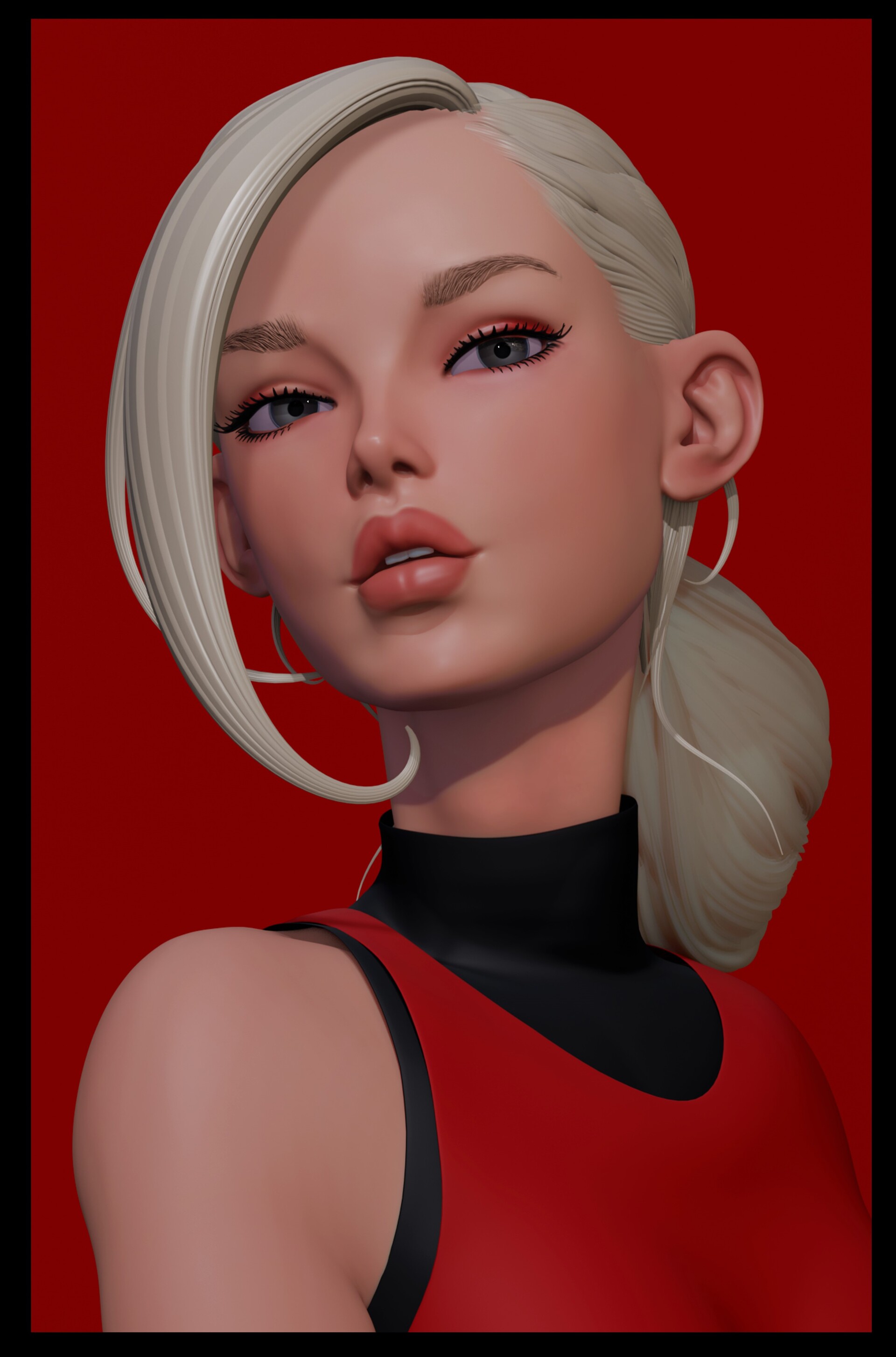 ArtStation - Red girl 3D sketch