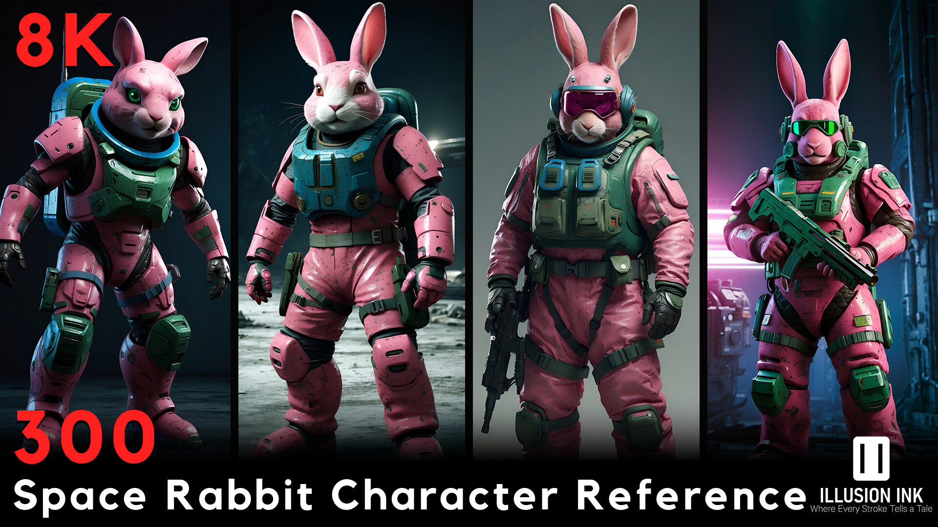 ILLUSION INK - 300 Space Rabbit Character Reference | 8K