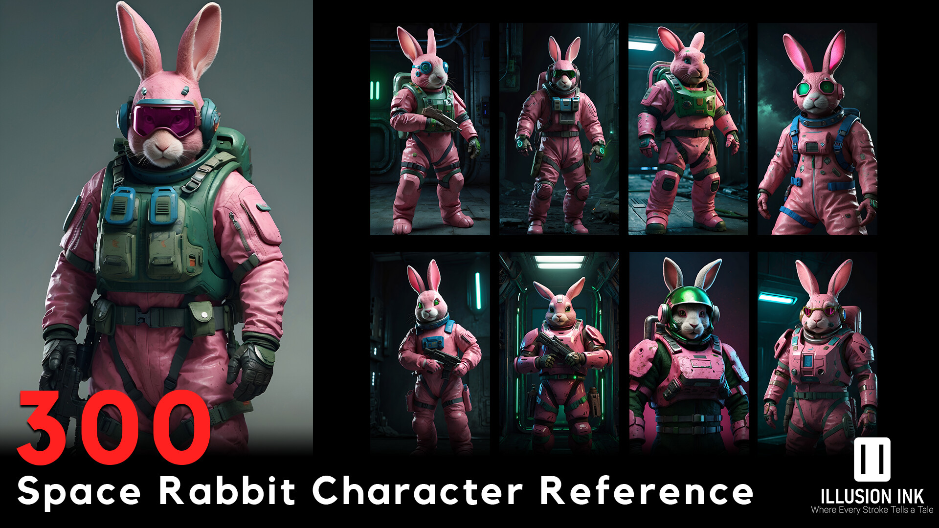 ILLUSION INK - 300 Space Rabbit Character Reference | 8K