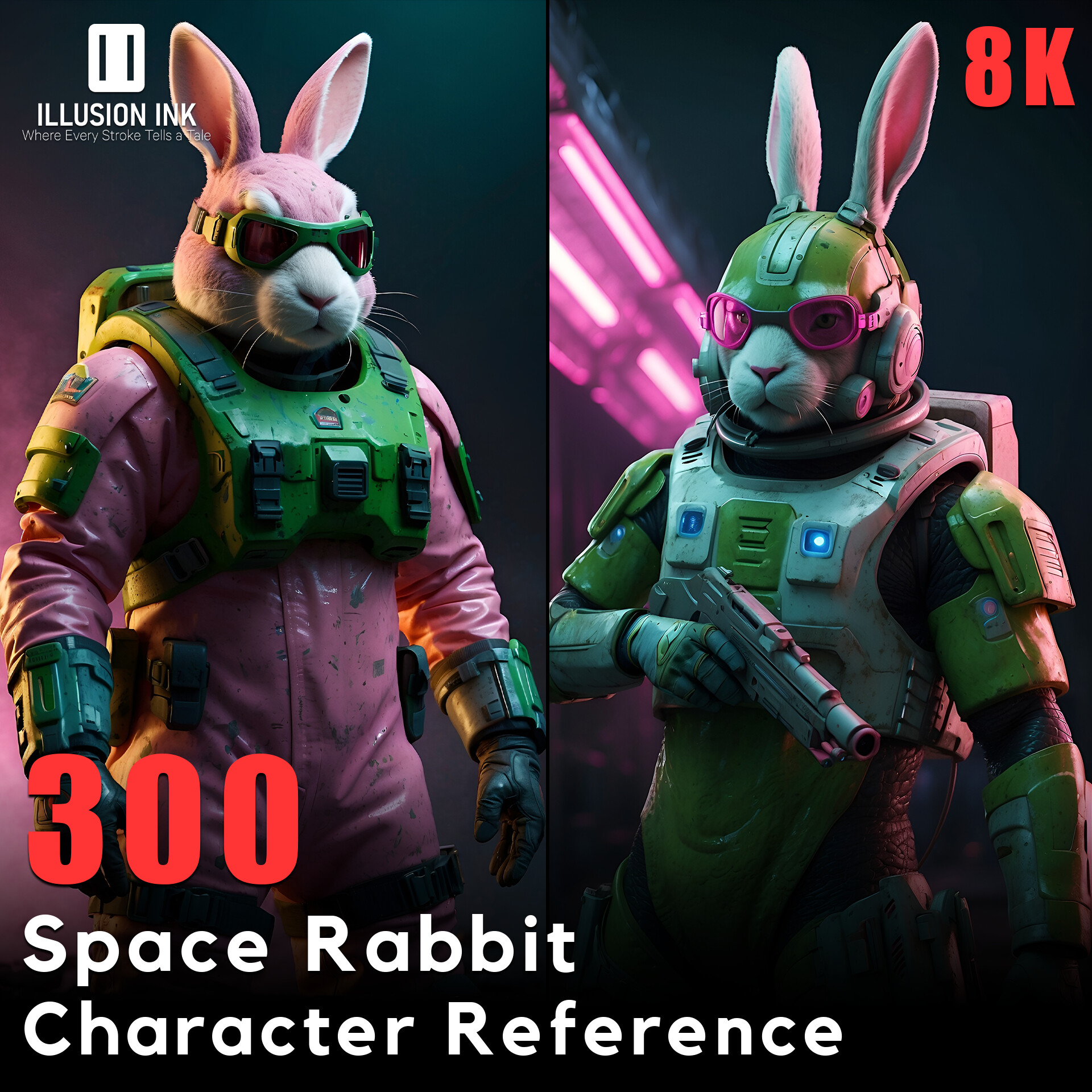 ILLUSION INK - 300 Space Rabbit Character Reference | 8K