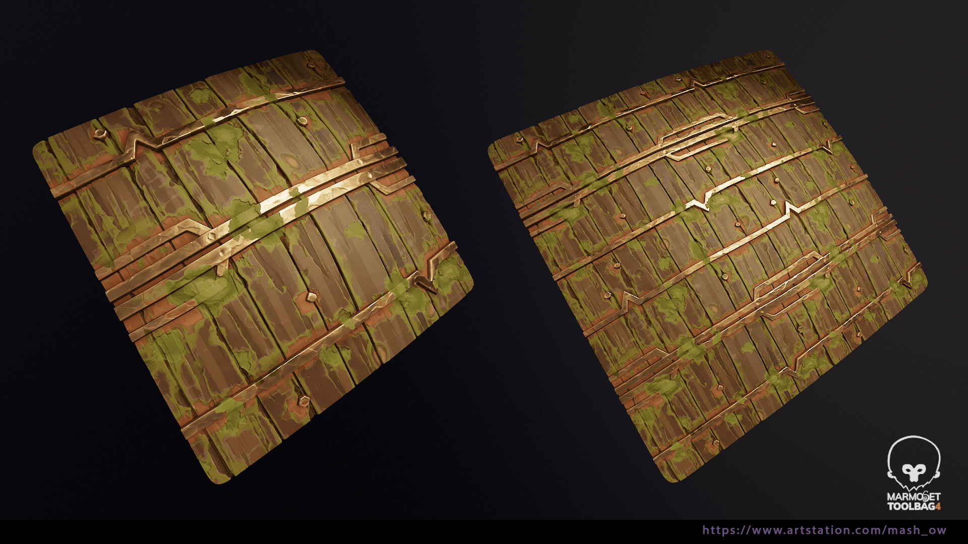 Maria Burdyugova 🦇 - Stylized wood planks with moss Arcane