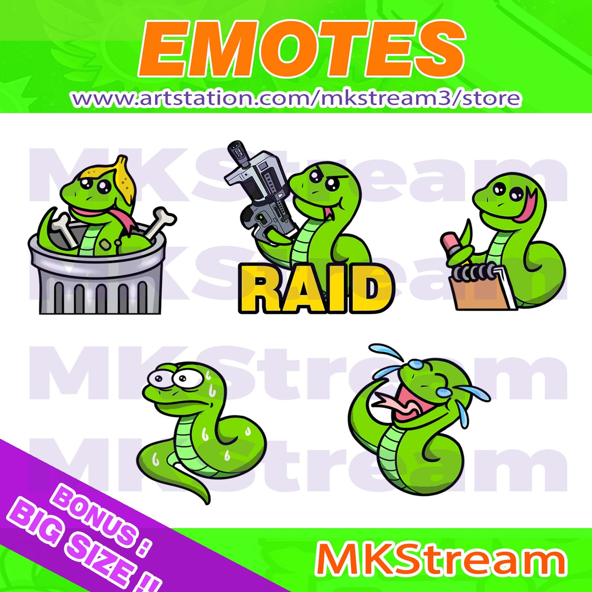 ArtStation - Twitch emotes cute snake trash, raid, note, sweating ...