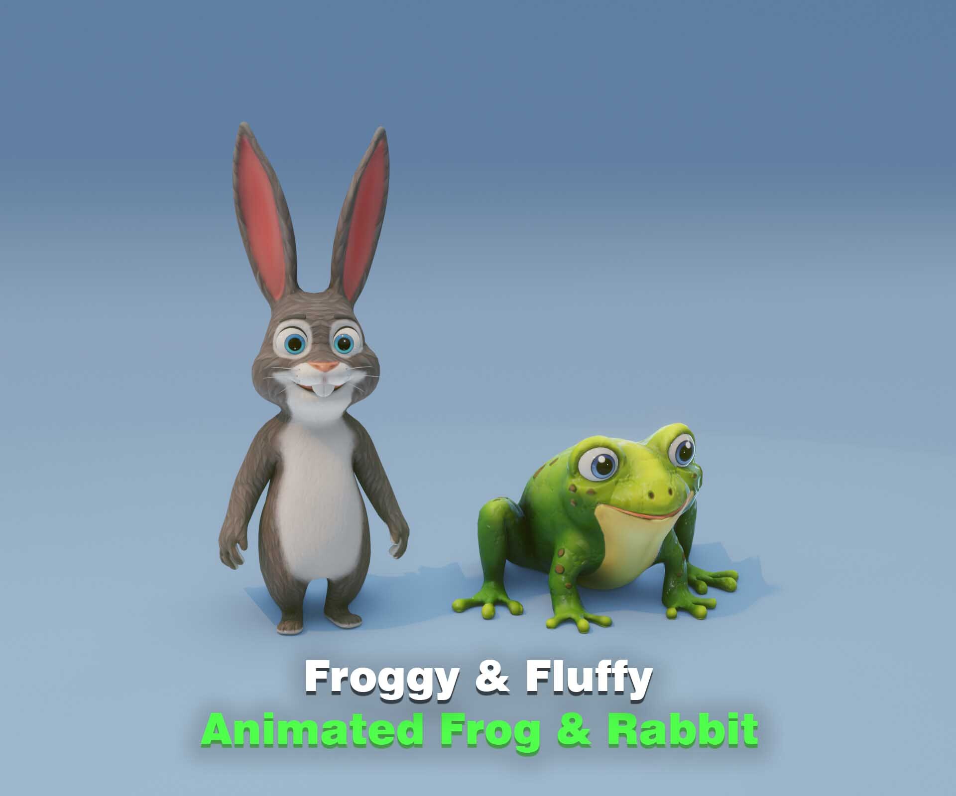 ArtStation - Froggy & Fluffy: Cartoon Animated Frog and Rabbit 3D Model ...