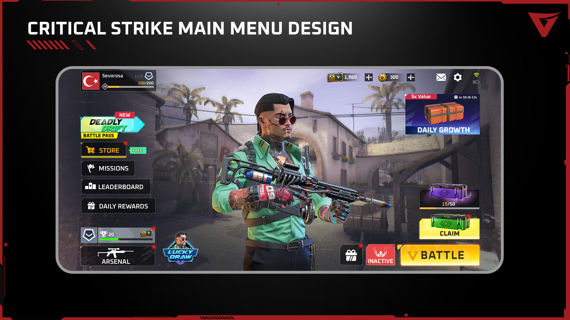 ArtStation - UI & UX case study for Vertigo Games: Critical Strike game