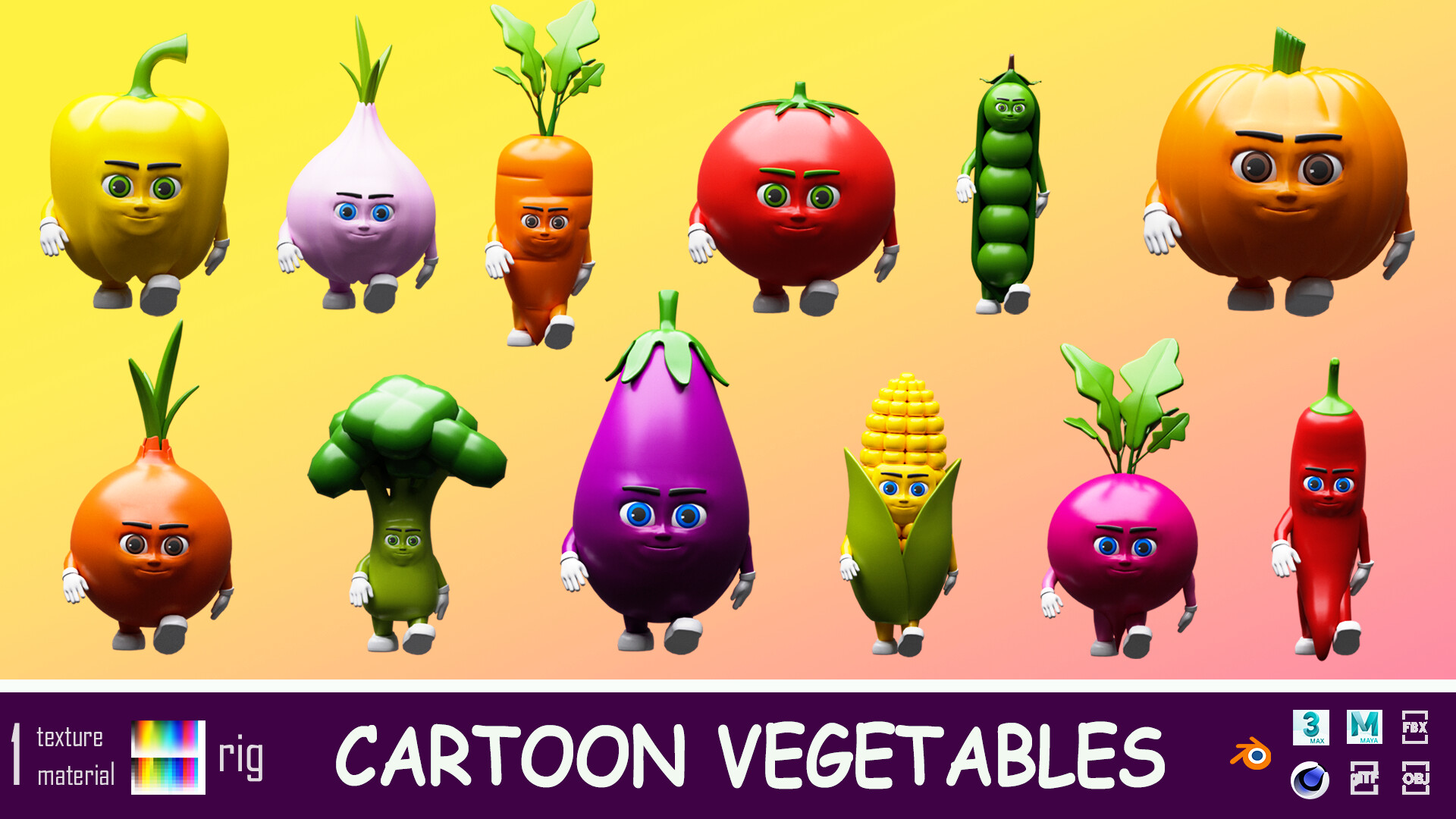 ArtStation - Cartoon character vegetables