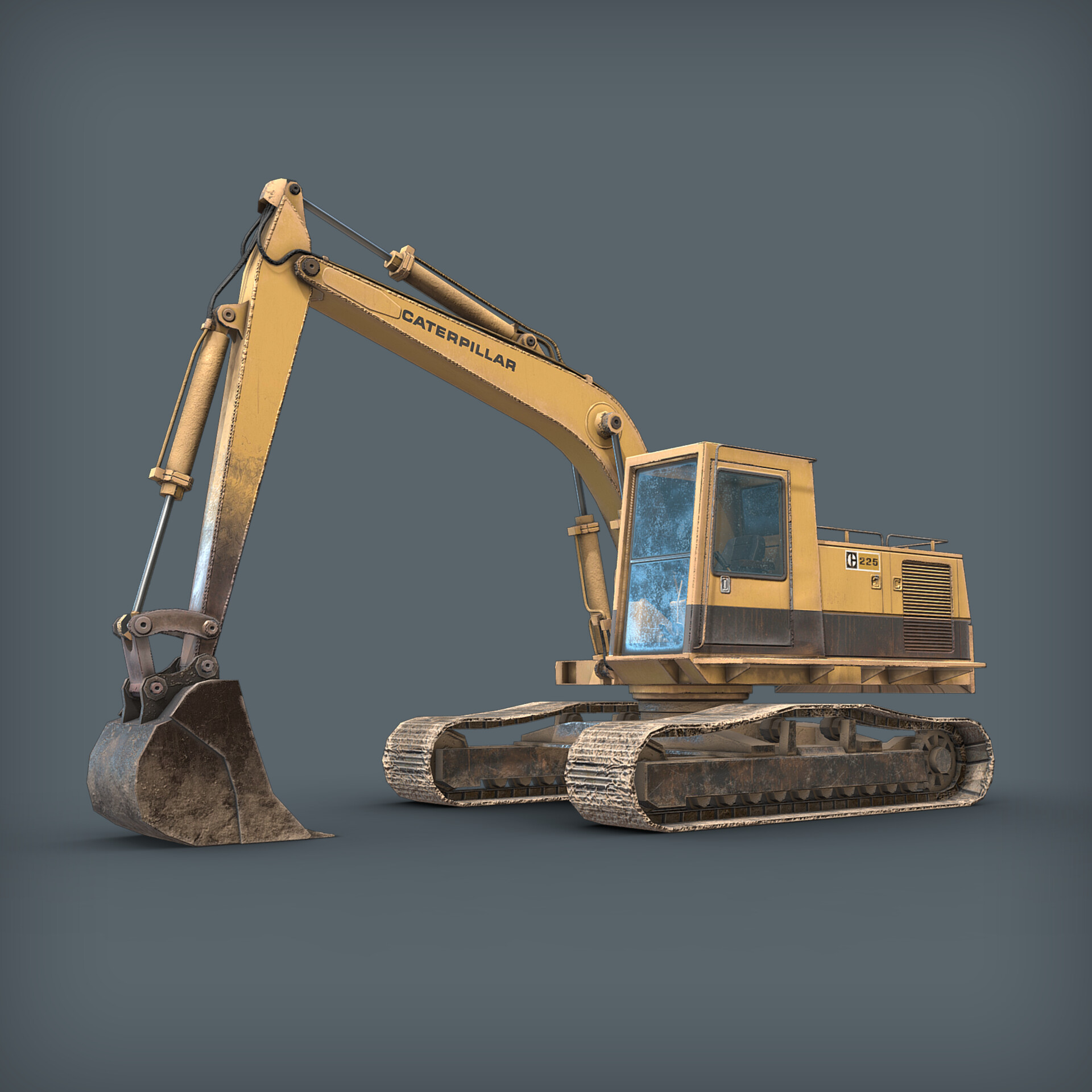 ArtStation - 1980s Caterpillar 225 Excavator