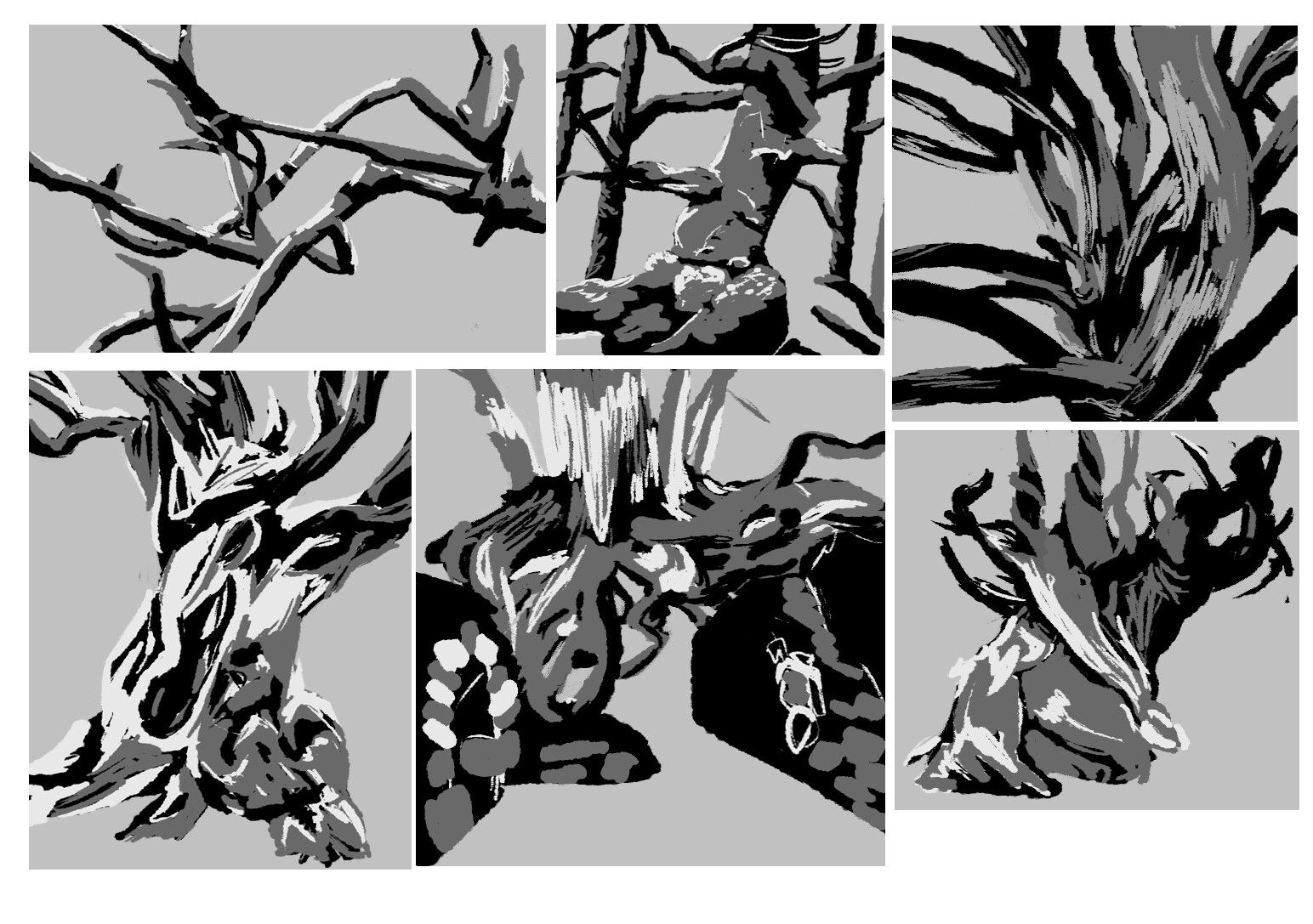 ArtStation - Three toned tree sketches