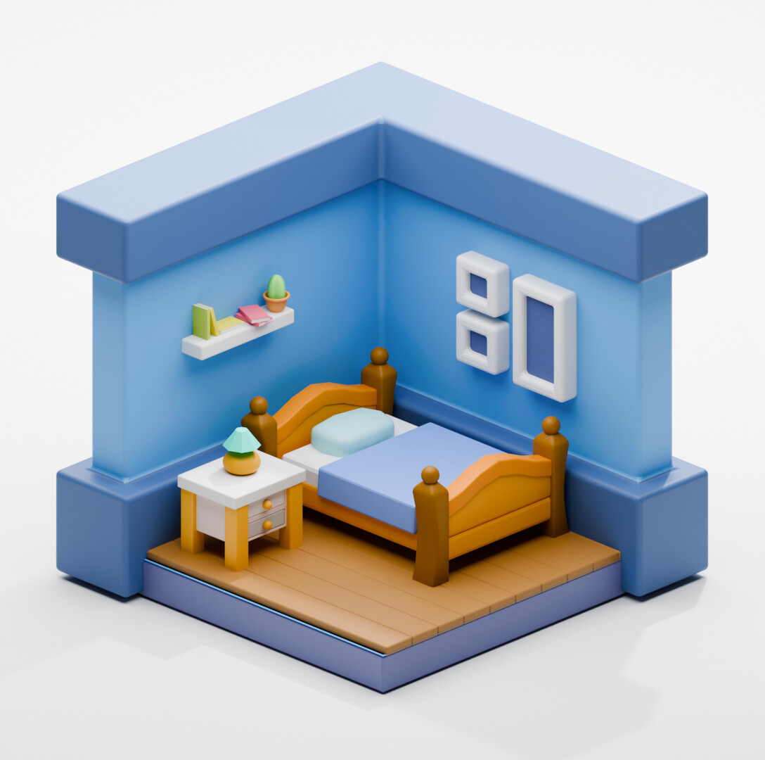 ArtStation - Cozy Isometric Bedroom