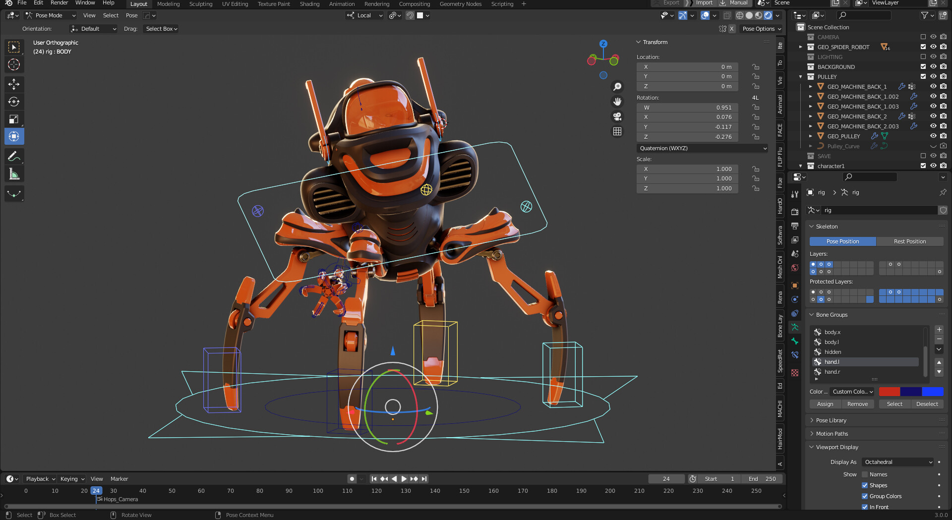Phong Ly - Finish to rig the spider robot in Blender