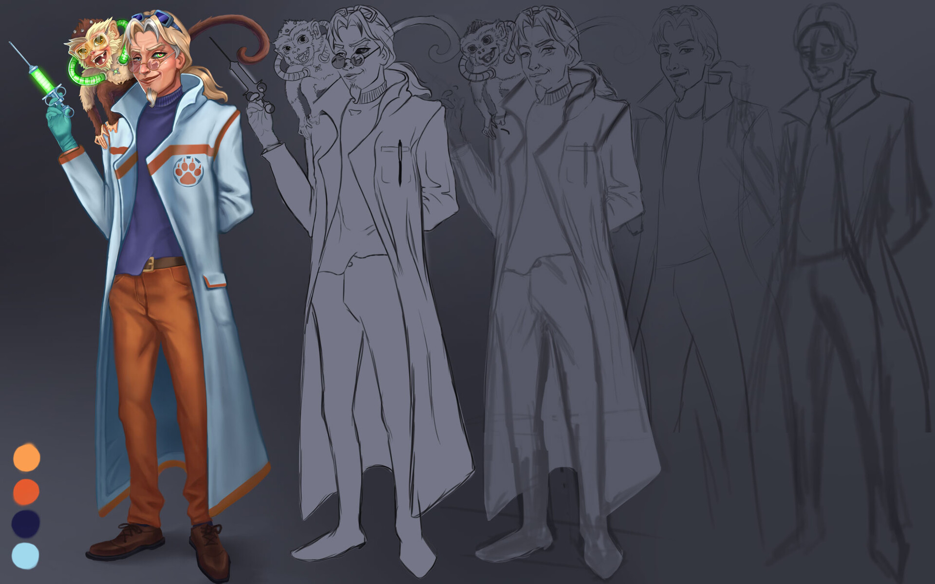 ArtStation - New OC - Dr. Axon Luciferin, and his helper Brainz