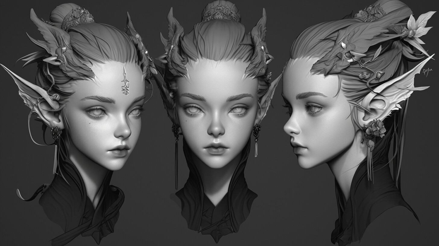 3D Head Sculpt References in 4K - Tika Art - +310 Fairy Head Sculpt ...