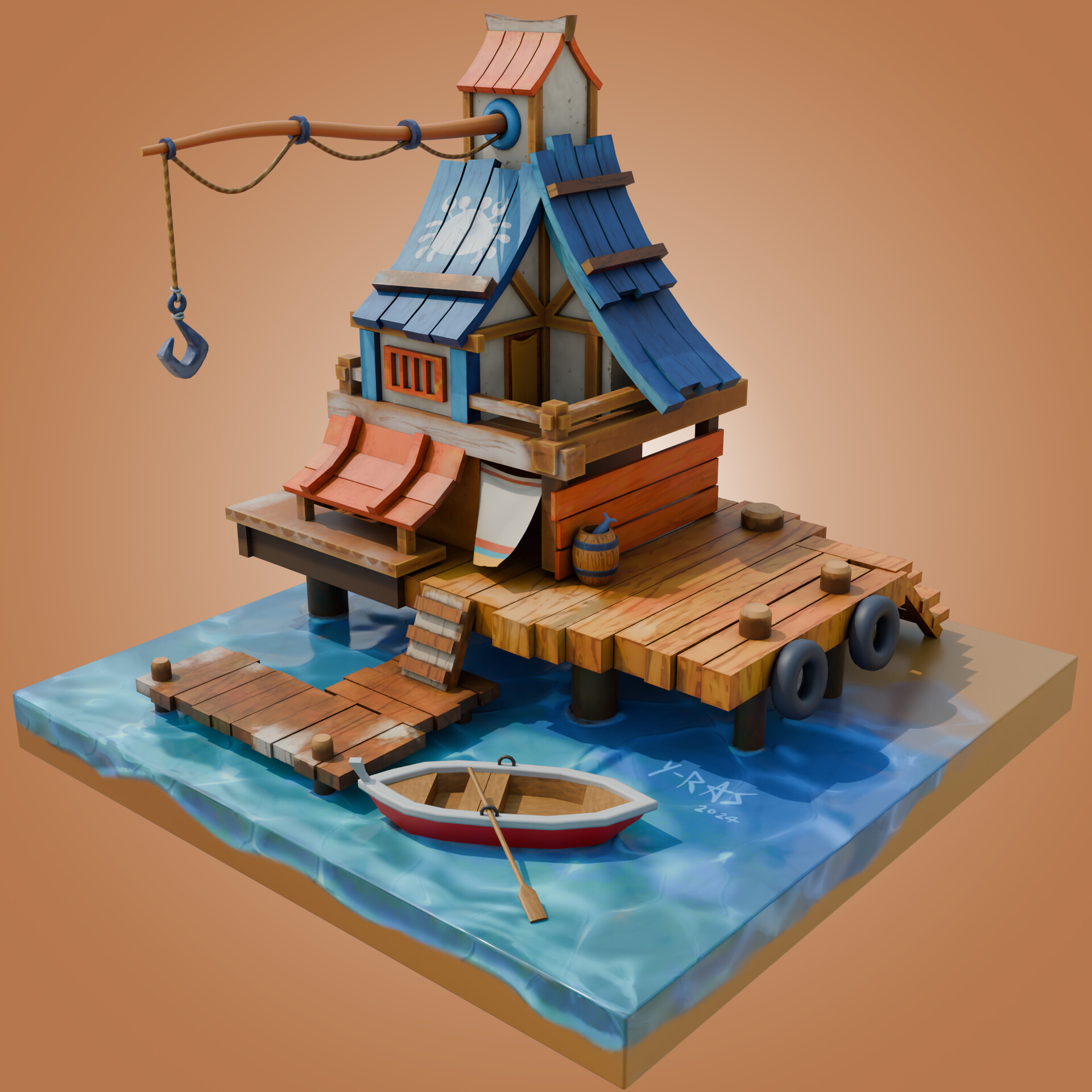 ArtStation - Stylized Fishing Hut