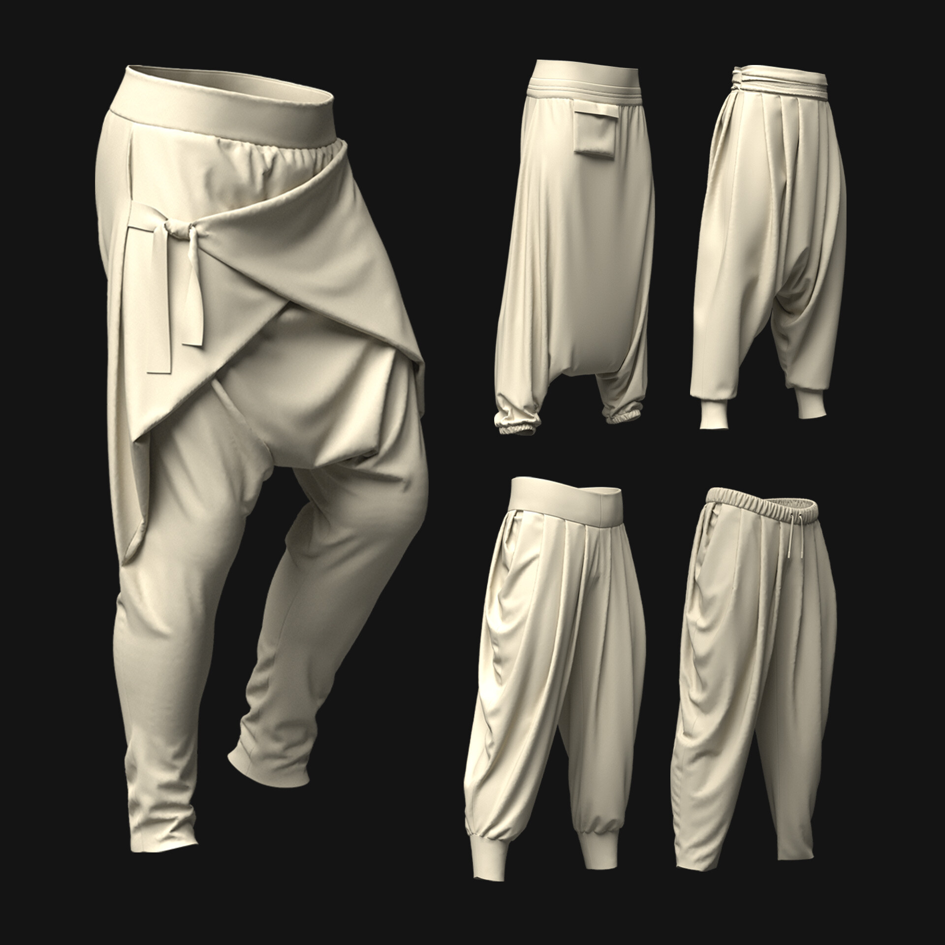 ArtStation - 5 Men Pants Vol.02 (Marvelous Designer/Clo3d)(ZPRJ+OBJ+FBX)