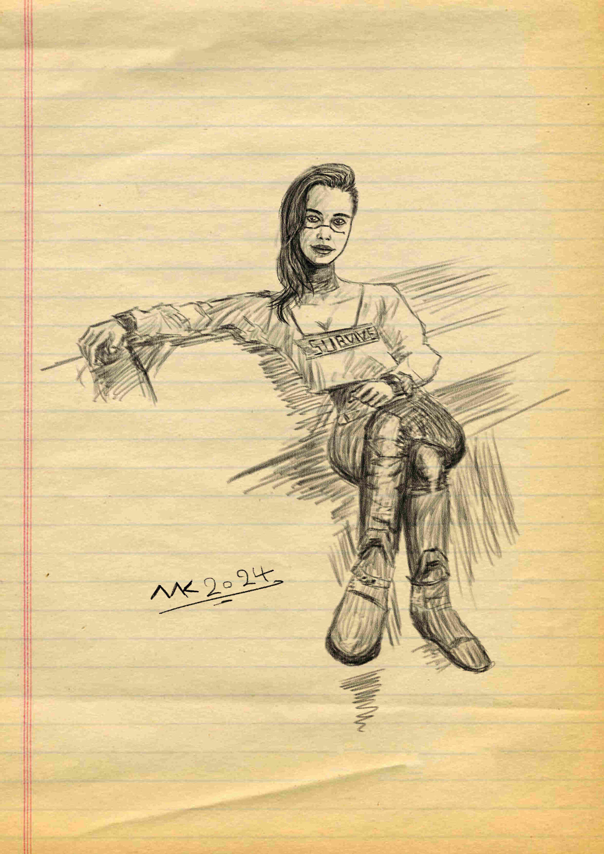 Makan Ansari - Pencil Drawing from my Cyberpunk AI enhanced Photography!