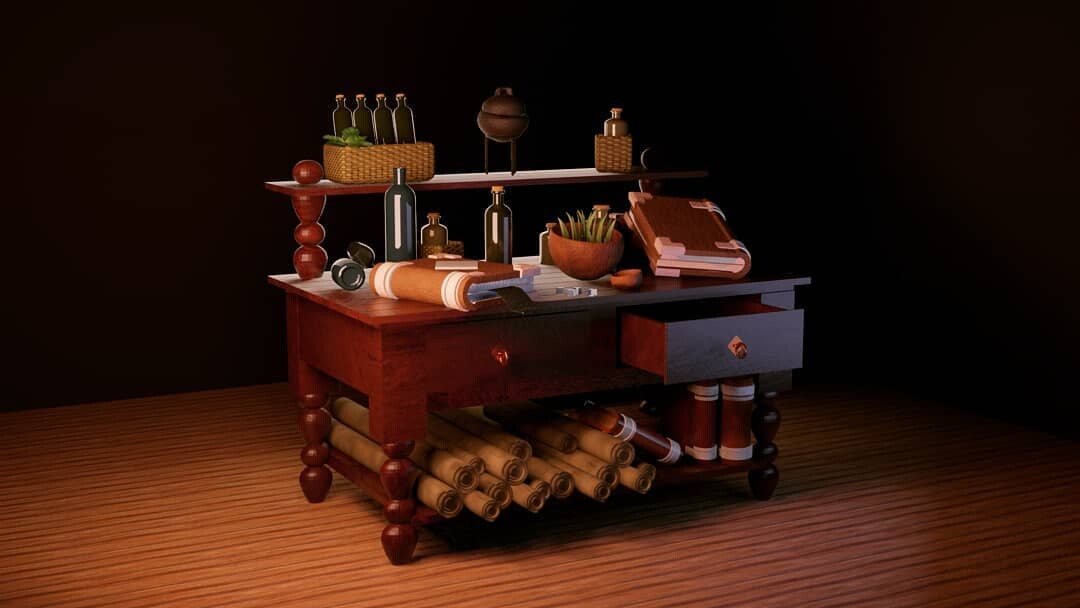 ArtStation - Witch desk for videogame