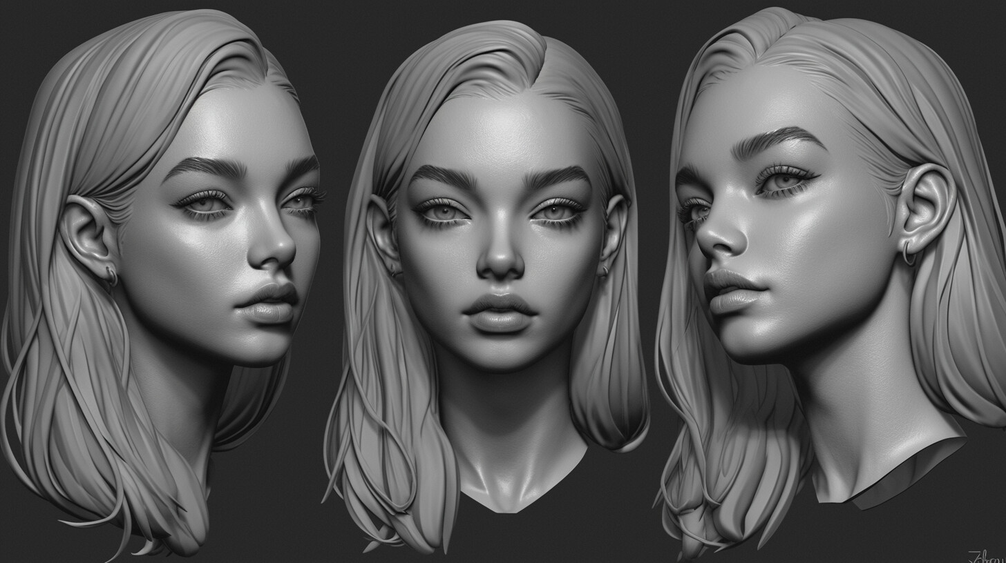 3D Head Sculpt References in 4K - Tika Art - +300 American Female Head ...