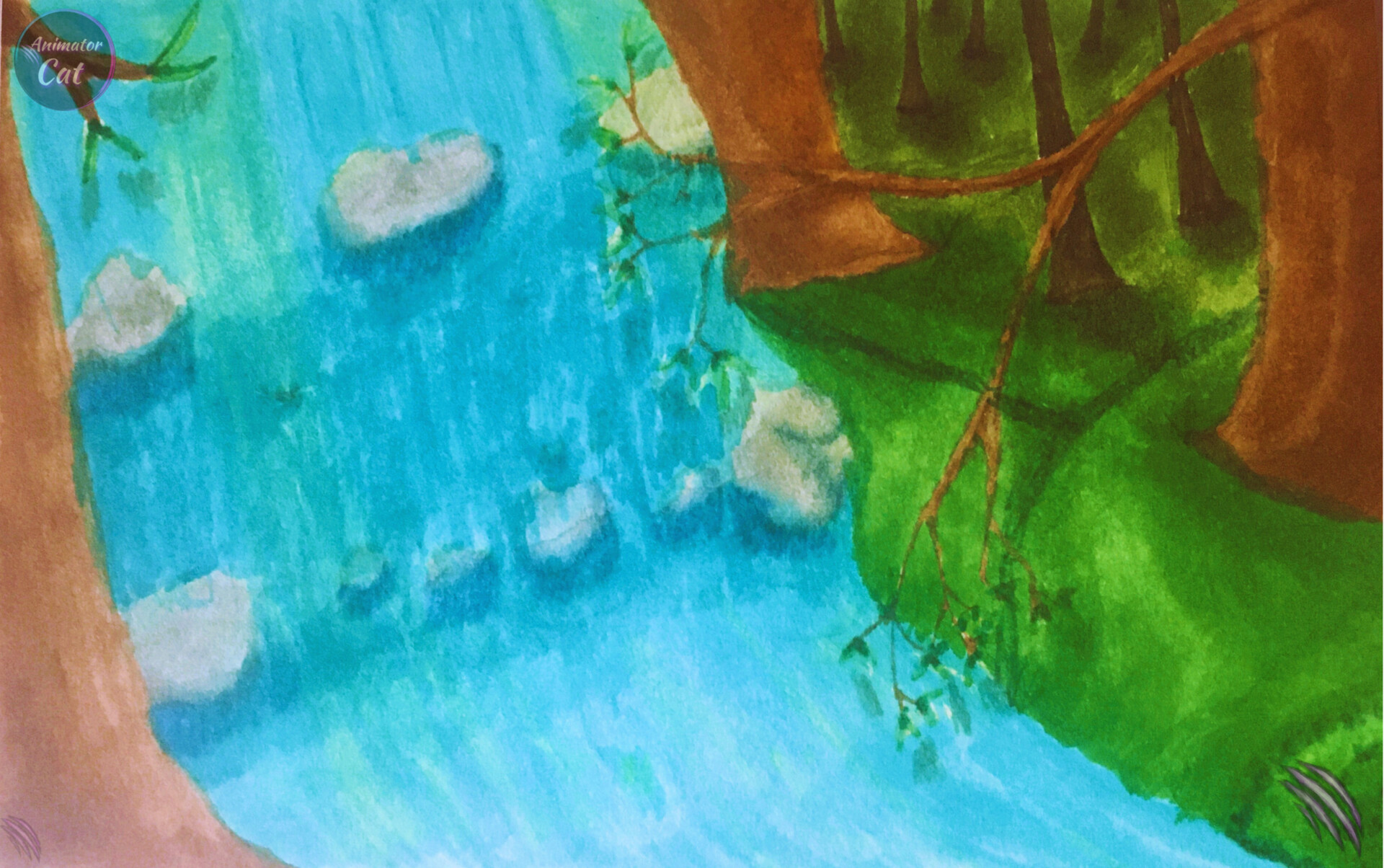 ArtStation - The Waterfall in the Forest