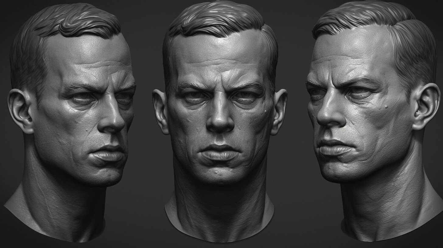 Tika Art - +350 American Male Head Sculpt References(4k)