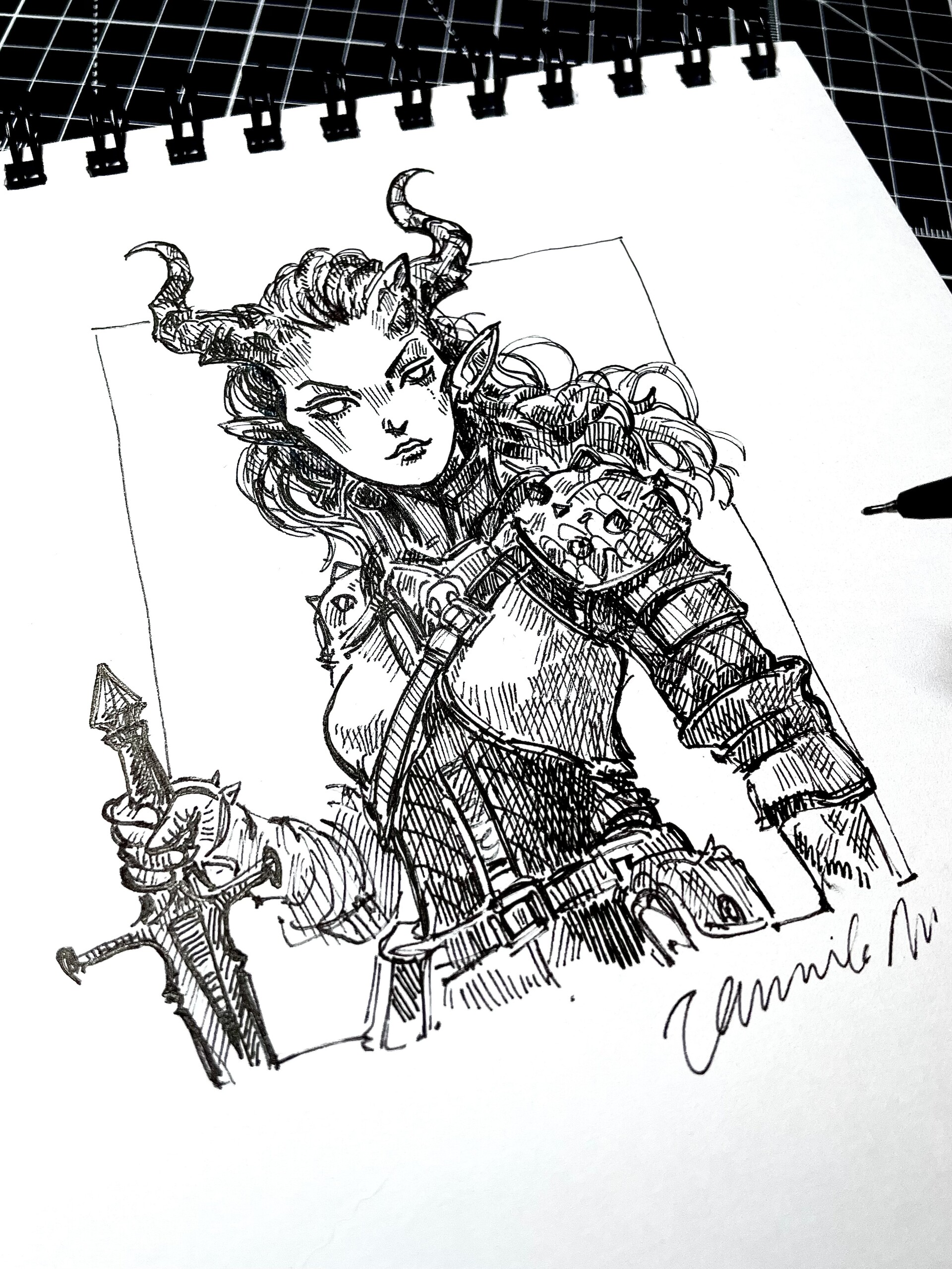 ArtStation - Tiefling | Daily Sketch | traditional art | no ai | aa ...