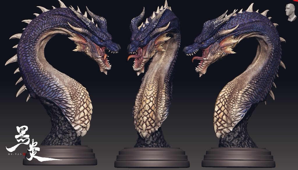 black three headed dragon