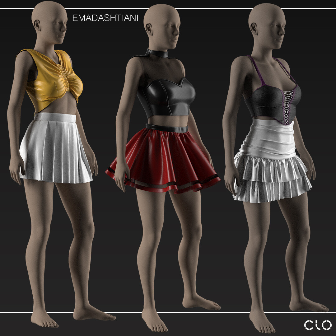 ArtStation - TOP & SKIRT Collection N1 #117 _ MarvelousDesigner/CLO Project Files+fbx+obj+mtl ...