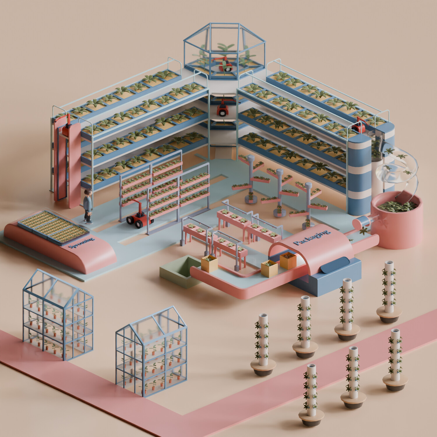 ArtStation - 3D Model Low Poly Plant Factory