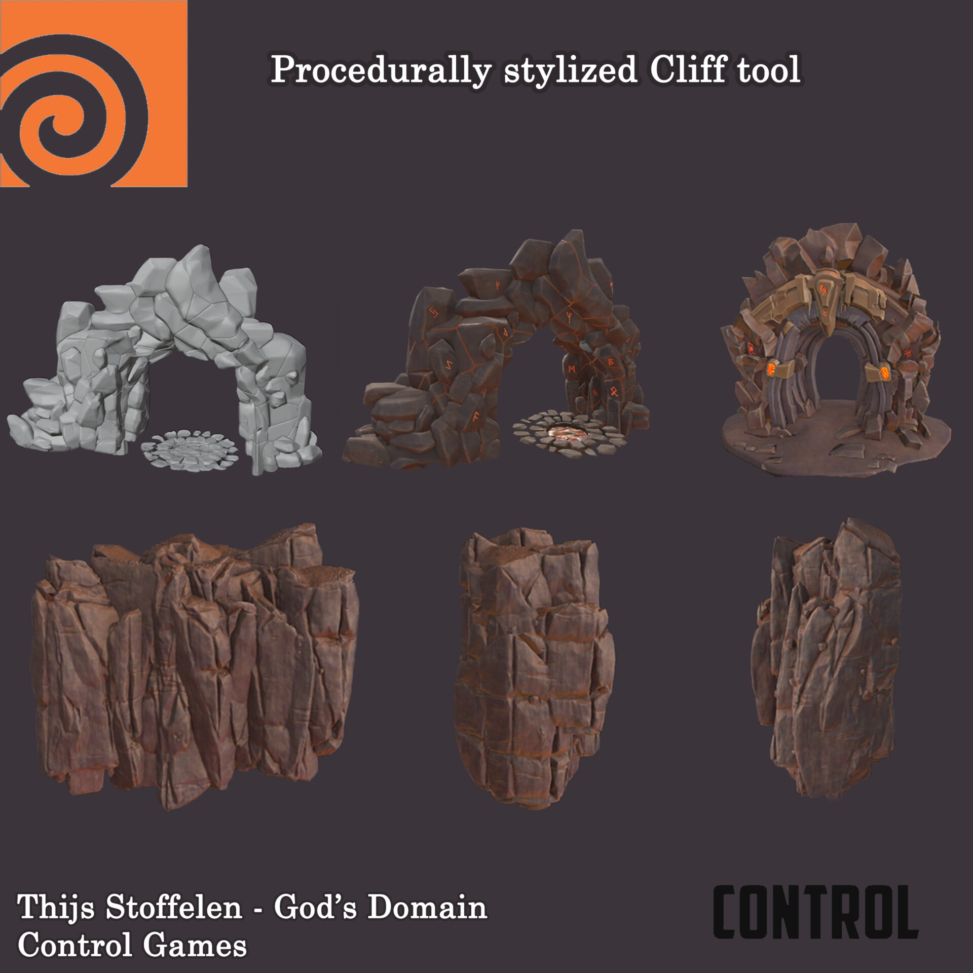ArtStation - stylized environment props/ procedural/ cliff tool/