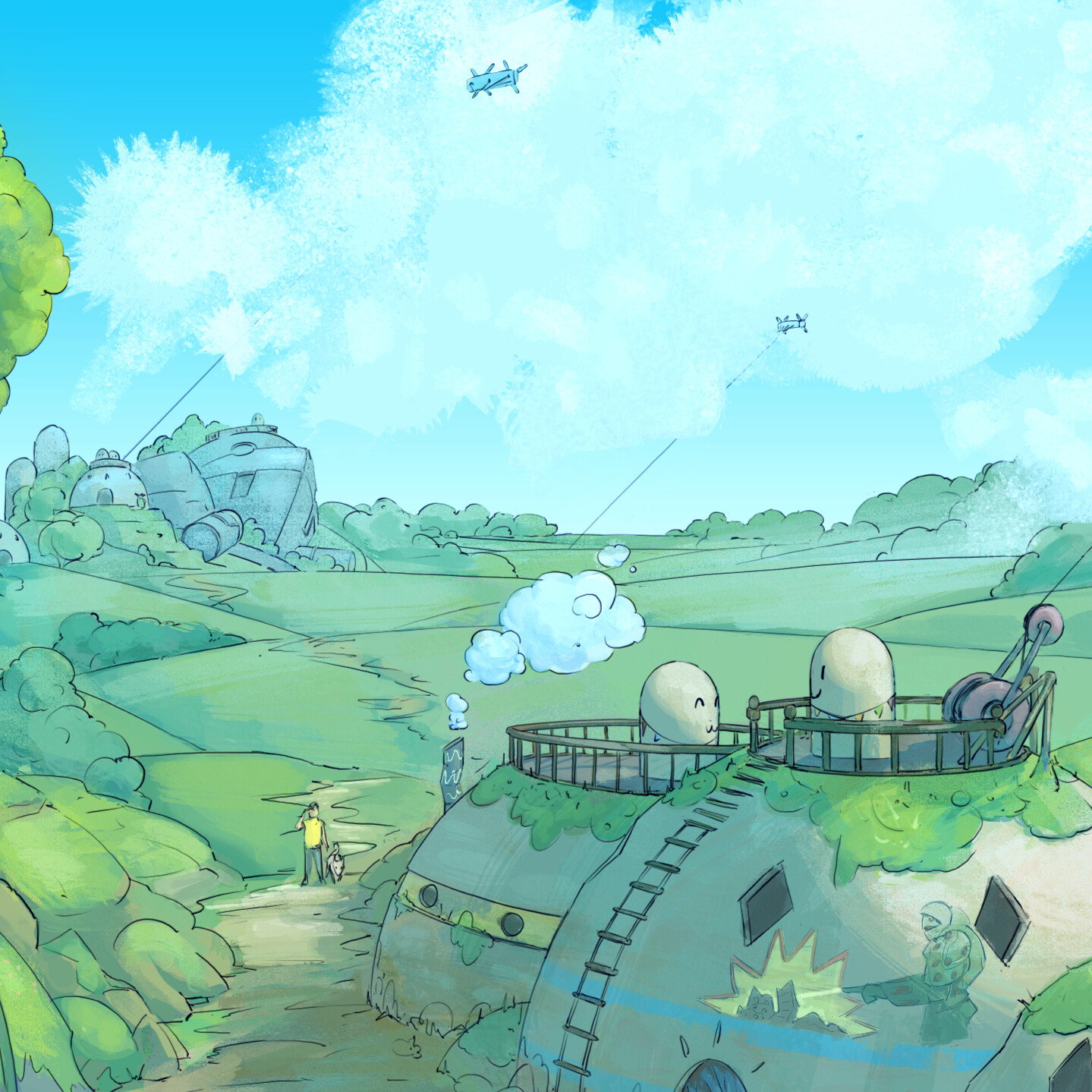 Yves-Antoine Nunez-Godoy - Solarpunk farm in a derelict mech