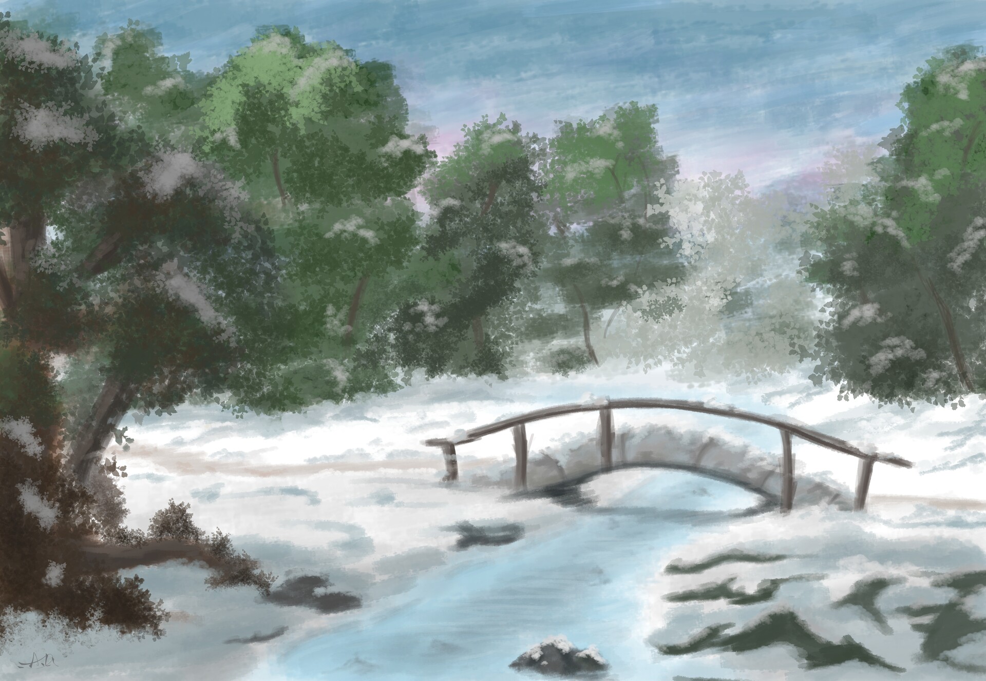 ArtStation - Landscape snow bridge