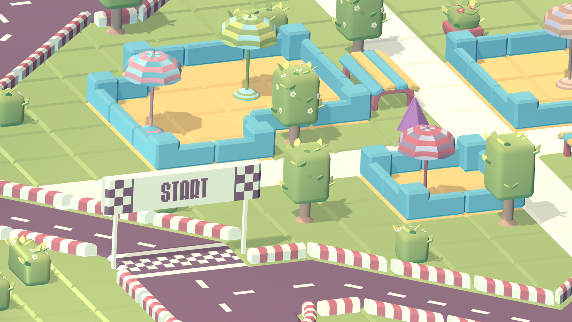 ArtStation - Playground and racetrack, low poly, 3d