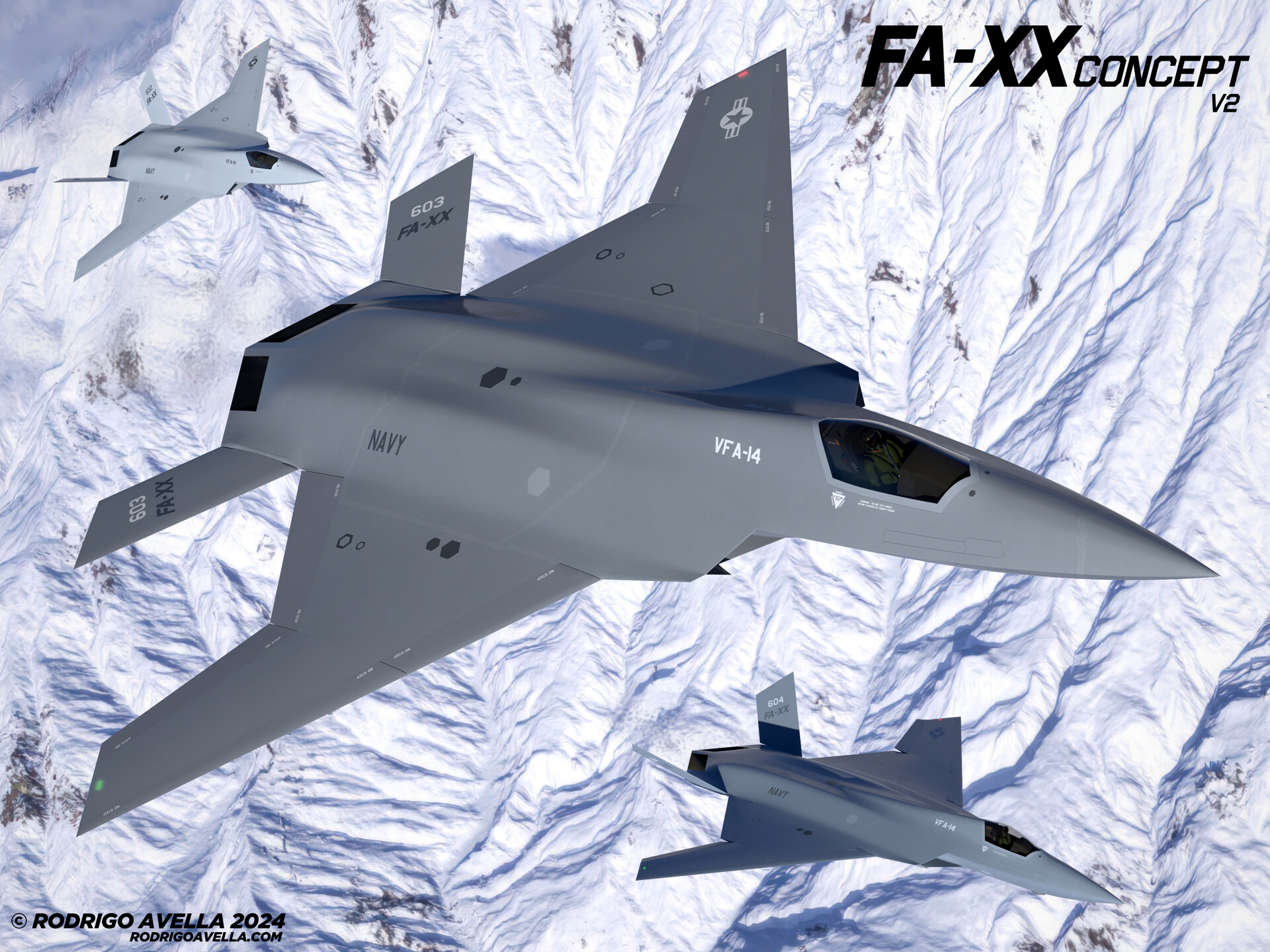 Rodrigo Avella - FA-XX V2 - Sixth generation fighter concept