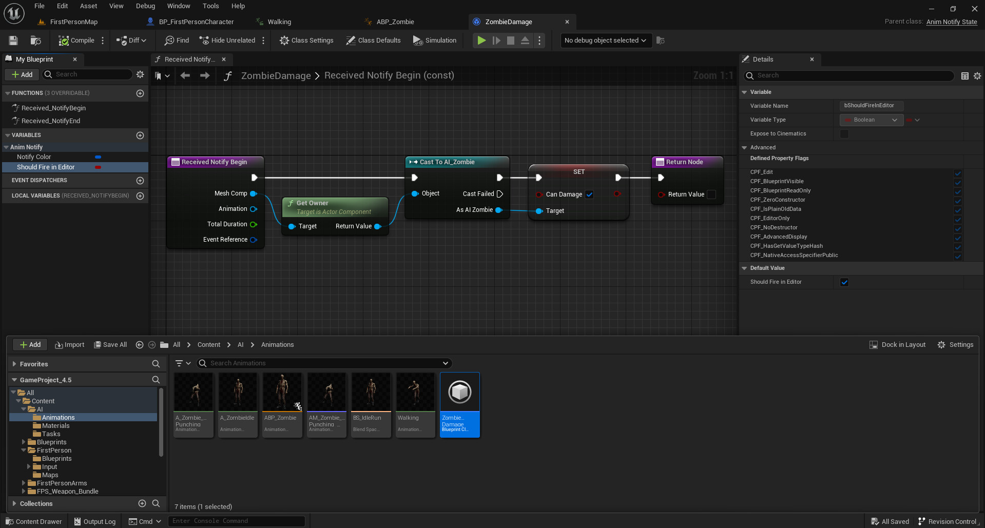 ArtStation - AI Zombie, Blueprints, skeleton, materials etc