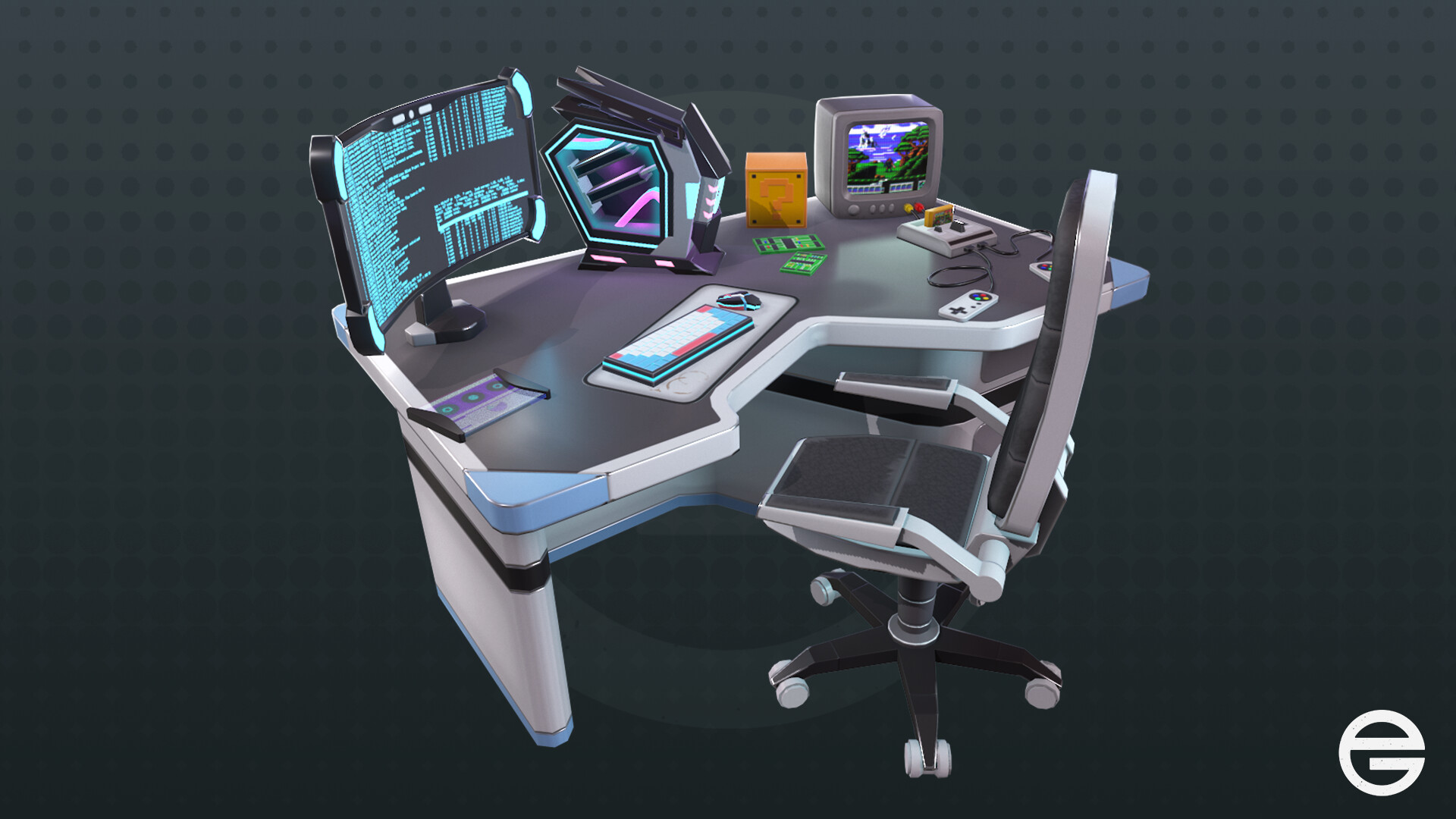 ArtStation - Futuristic Programmer's Desk: The Ultimate Workstation