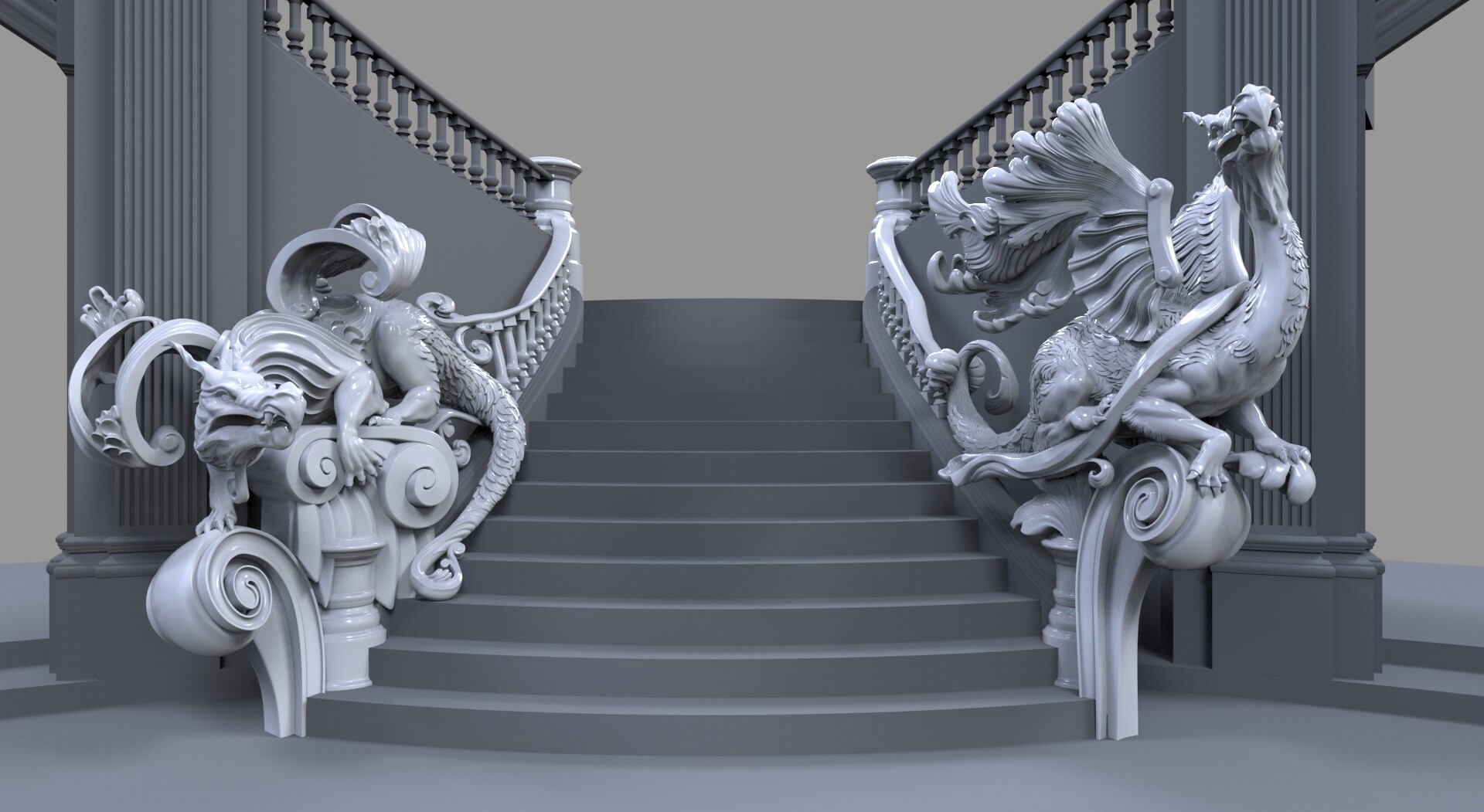 Seán Forsyth - Disenchanted - background set sculptures