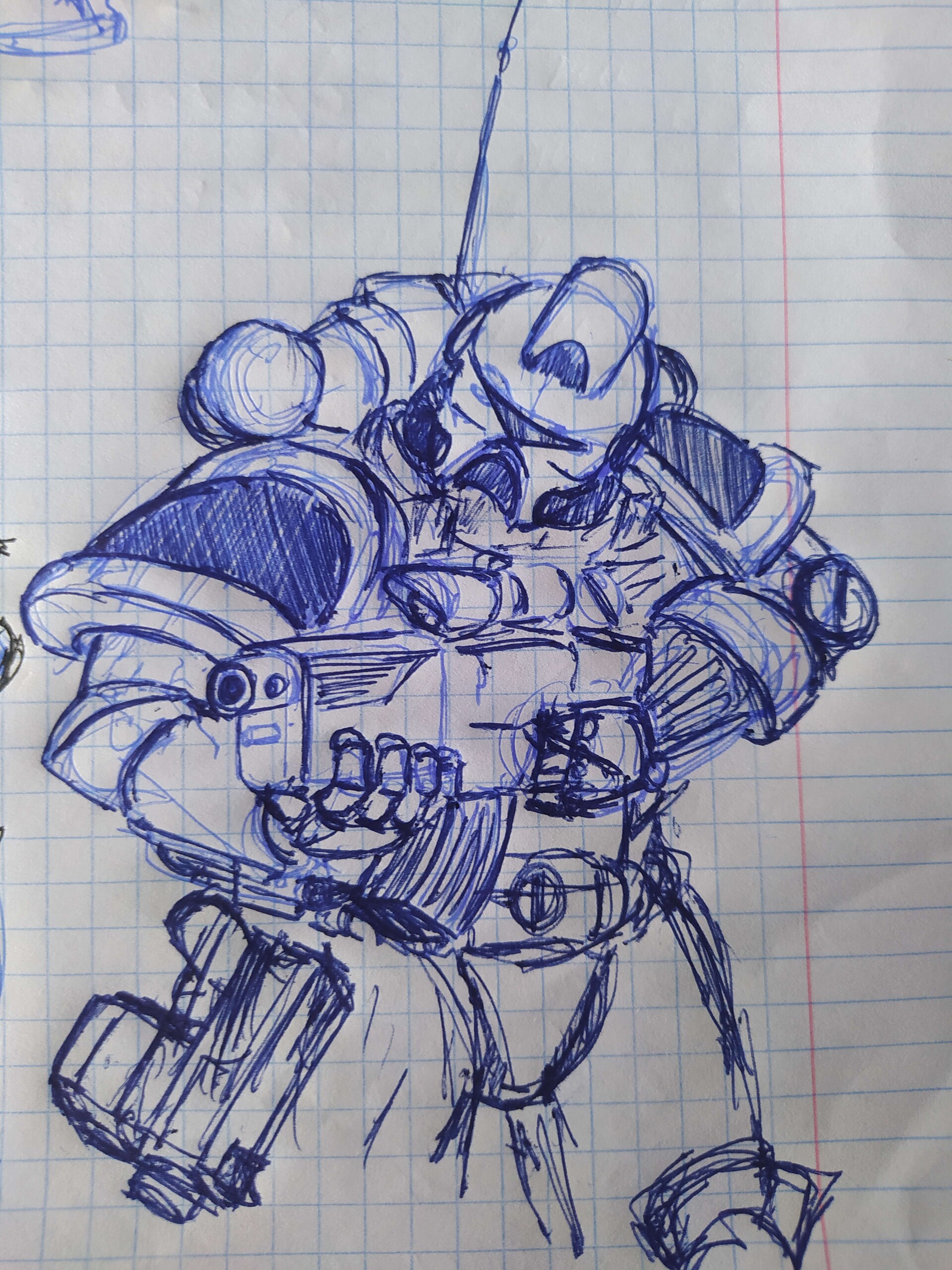 ArtStation - pen sketch with a space marine