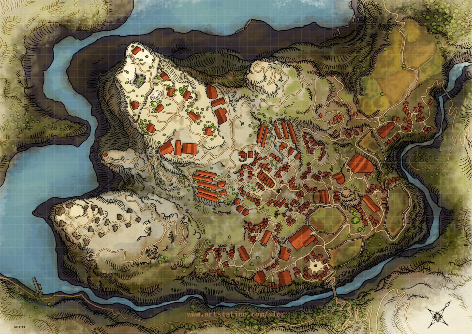 ArtStation - Map of Lulea, Mountaintop Village