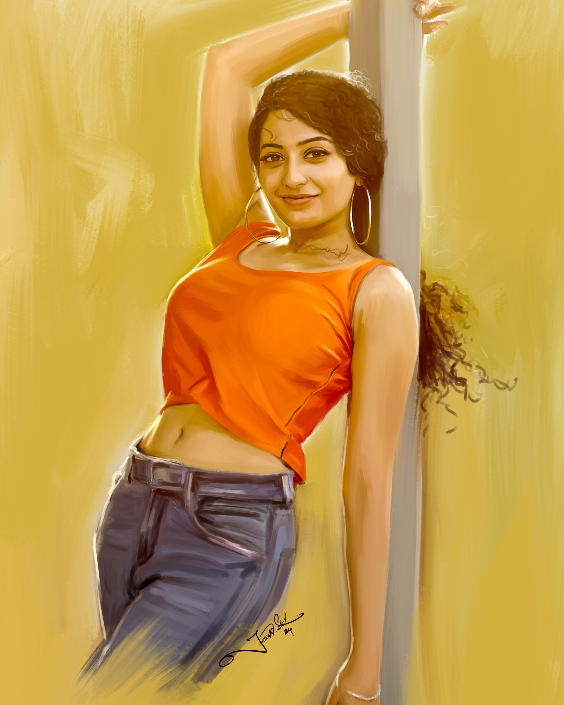 ArtStation - Actress Anjali Nair Painting 2024 #oilpainting #AnjaliNair ...