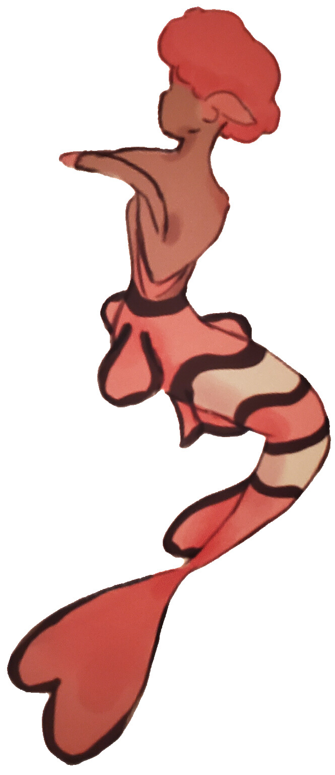ArtStation - Pink clownfish mermaid
