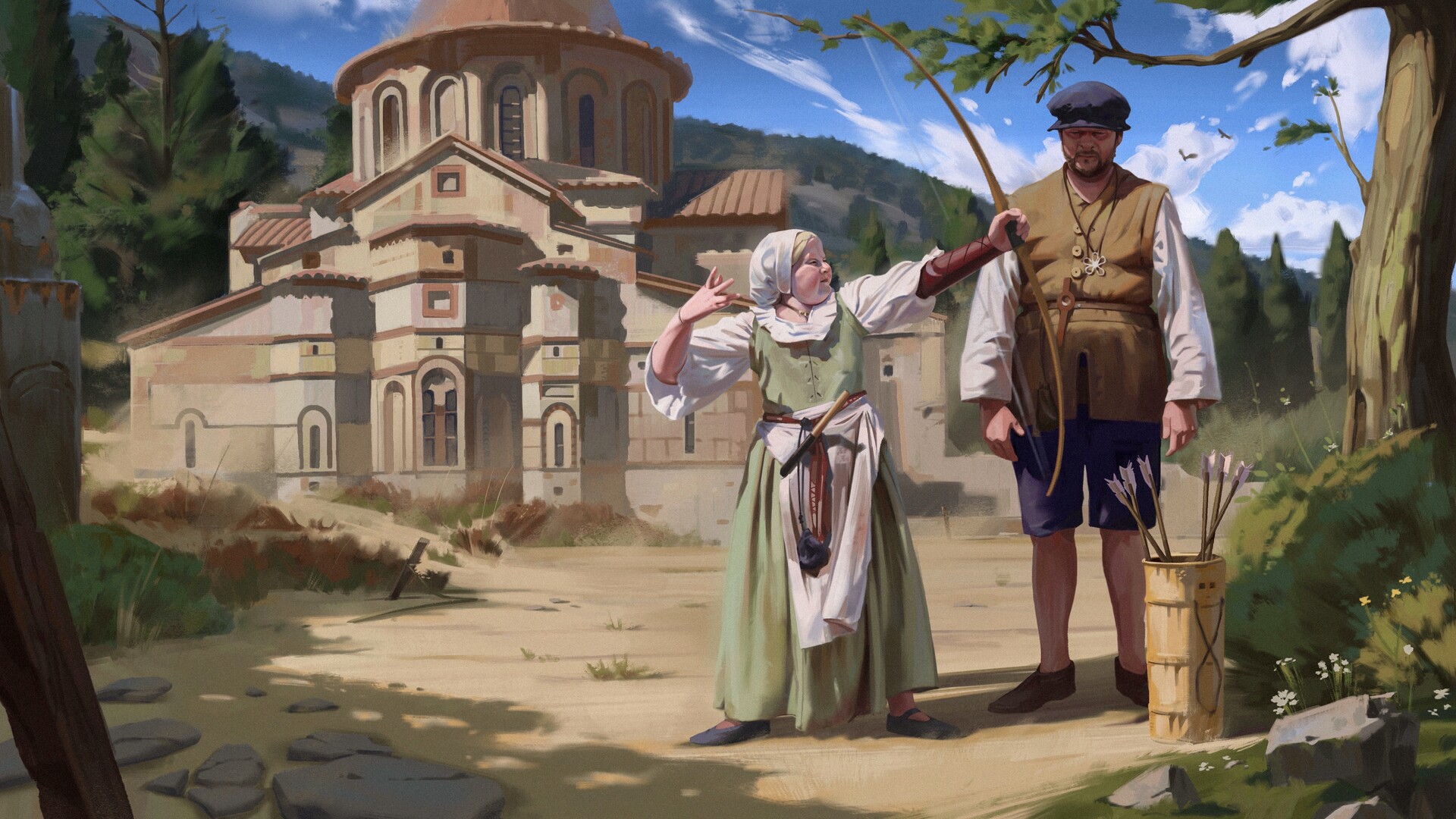 ArtStation - Bow training in the forest.