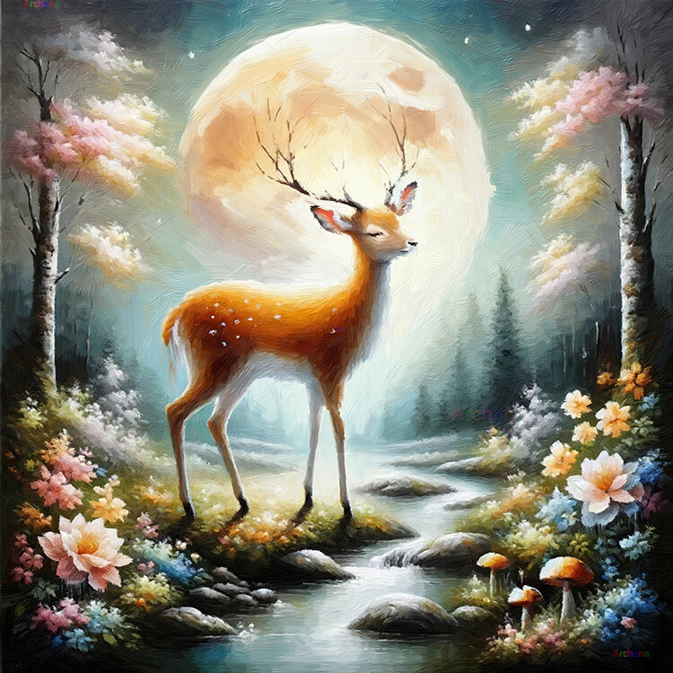 ArtStation - Moonlit Glade and the Magic Stag