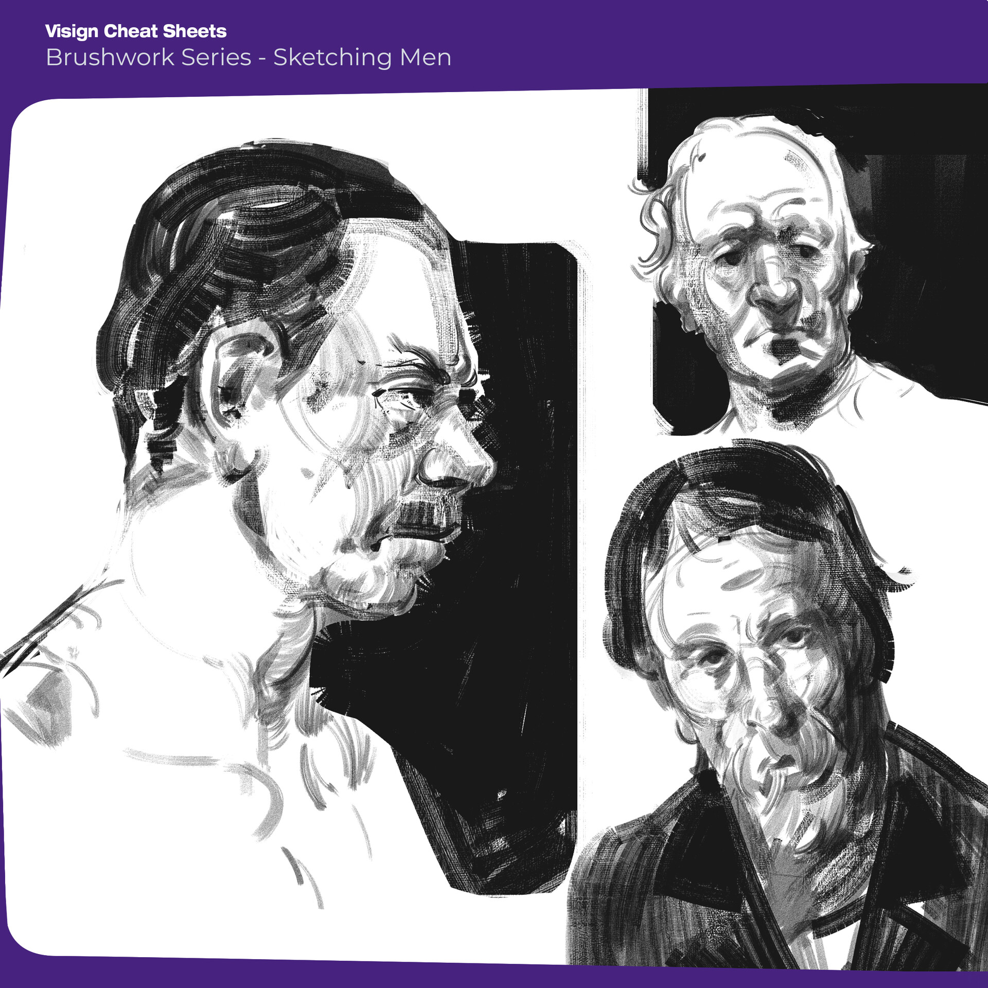 ArtStation - Visign Cheat Sheet: Brushwork Series - Men Portraits