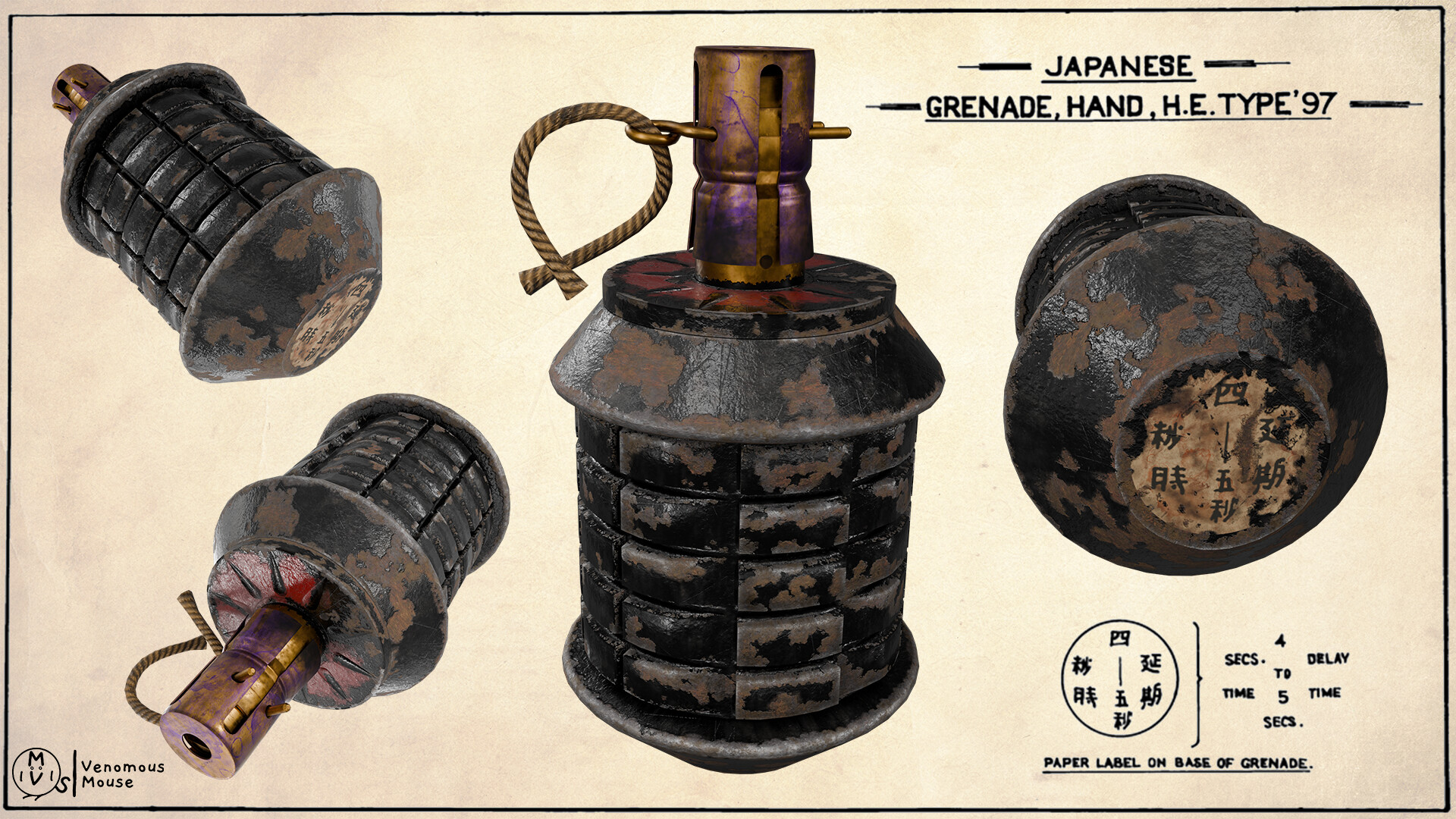 Venomous Mouse - Japanese Hand Grenade Type 97 3D Model