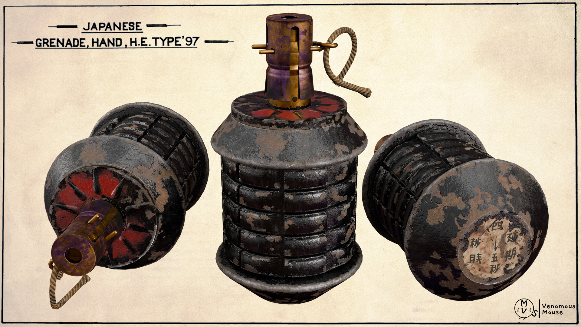 Venomous Mouse - Japanese Hand Grenade Type 97 3D Model