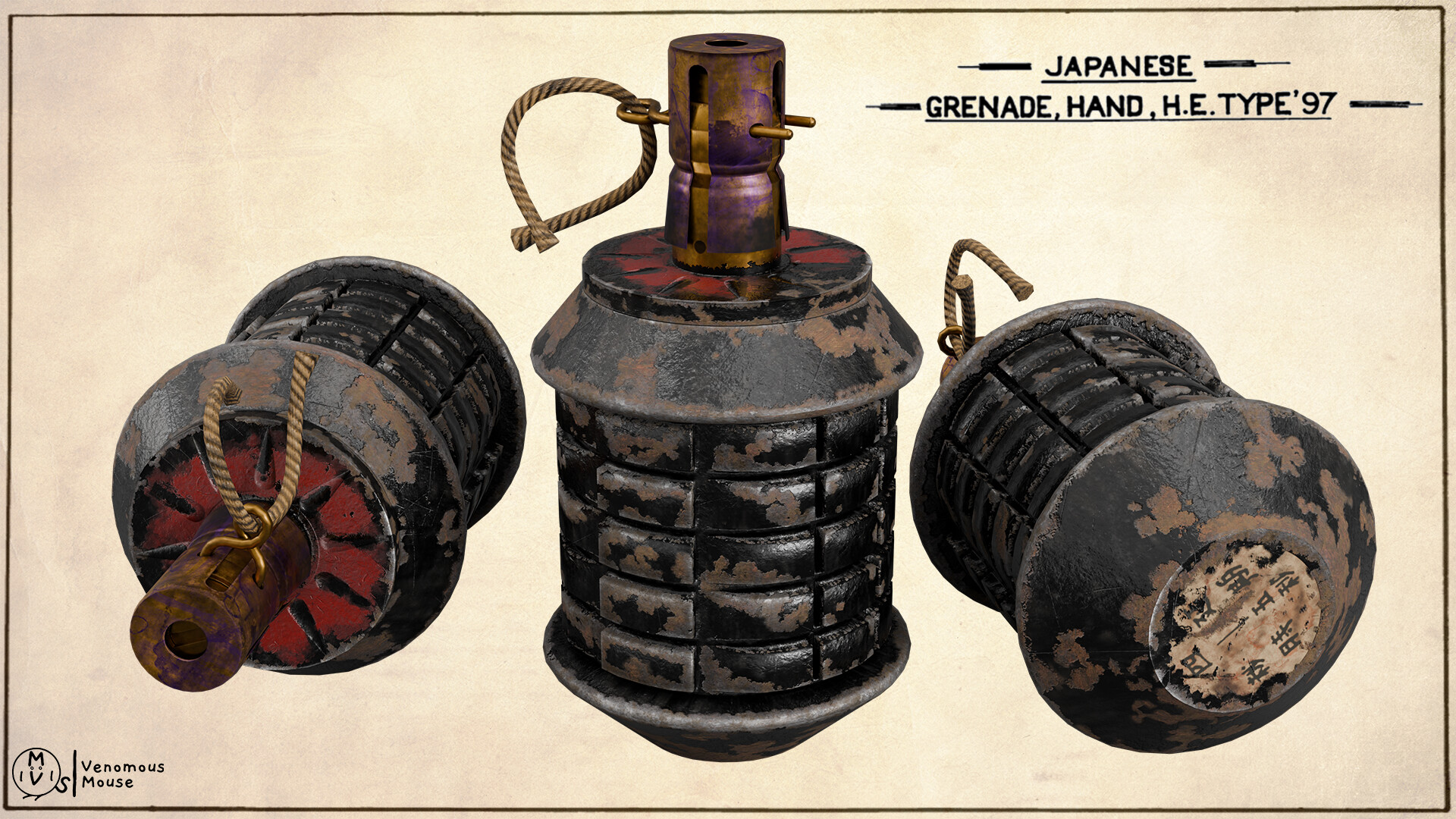 Venomous Mouse - Japanese Hand Grenade Type 97 3D Model