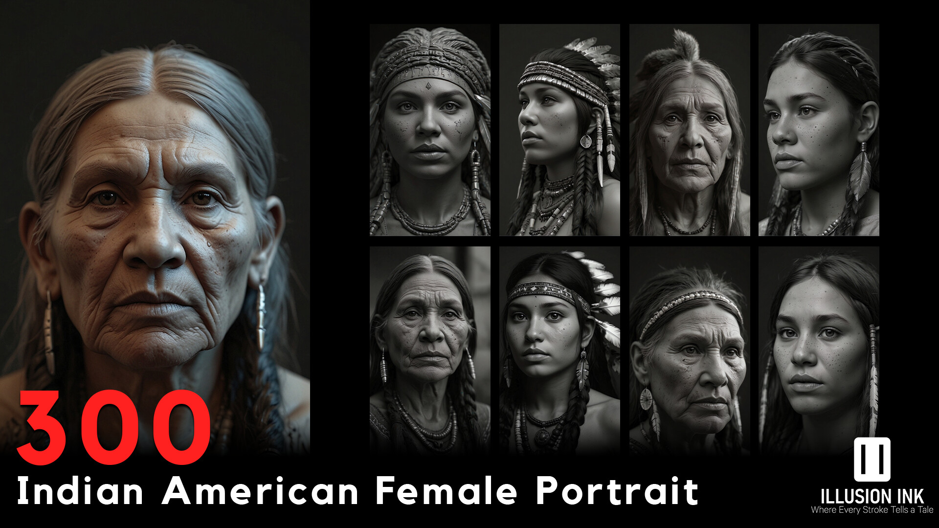 ILLUSION INK - 300 Indian American Female Portrait | 8K