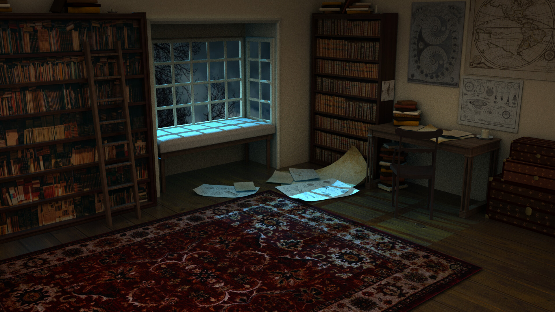 ArtStation - Study Room Environment [Night]