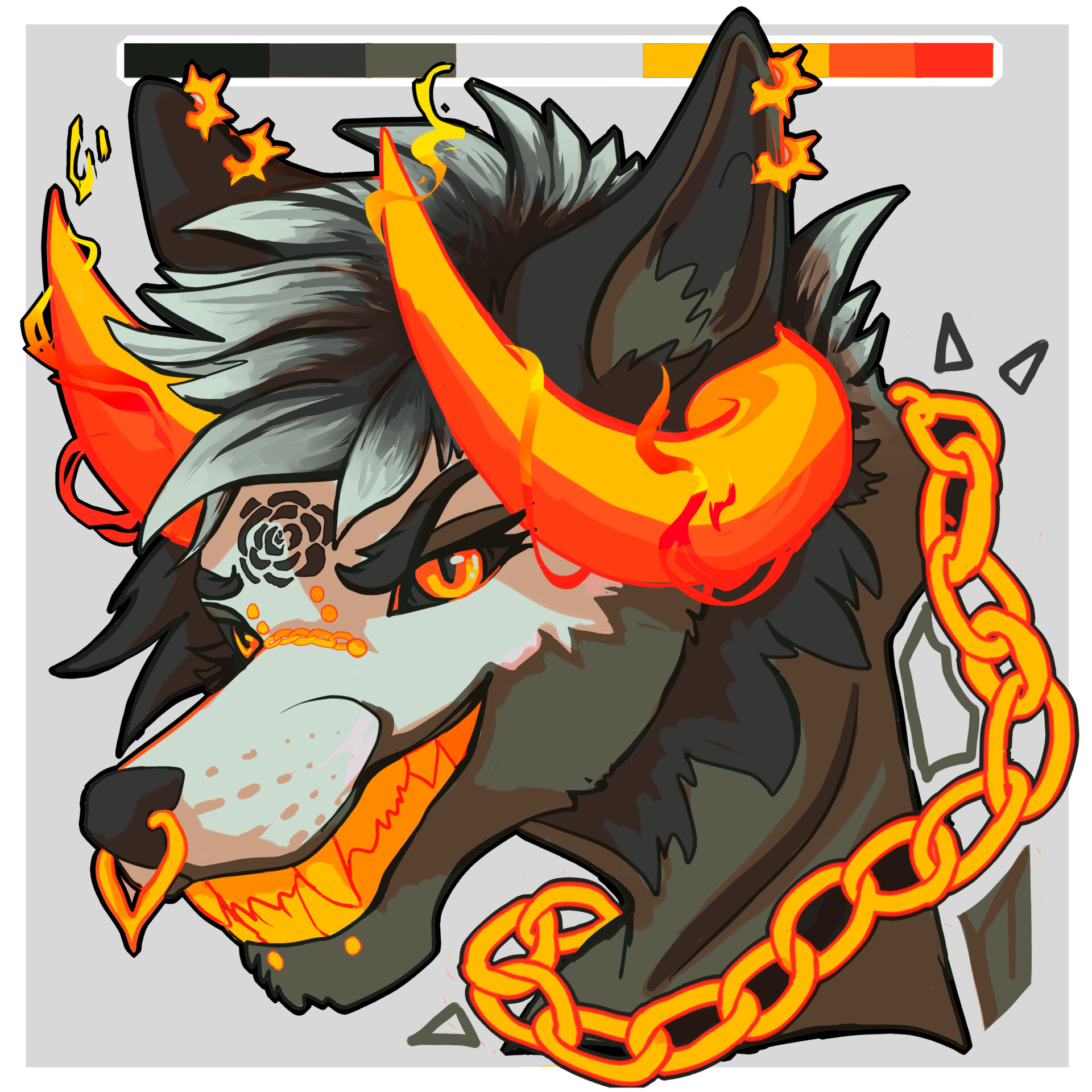 ArtStation - Hellhound Headshot - Limited Palette Commission