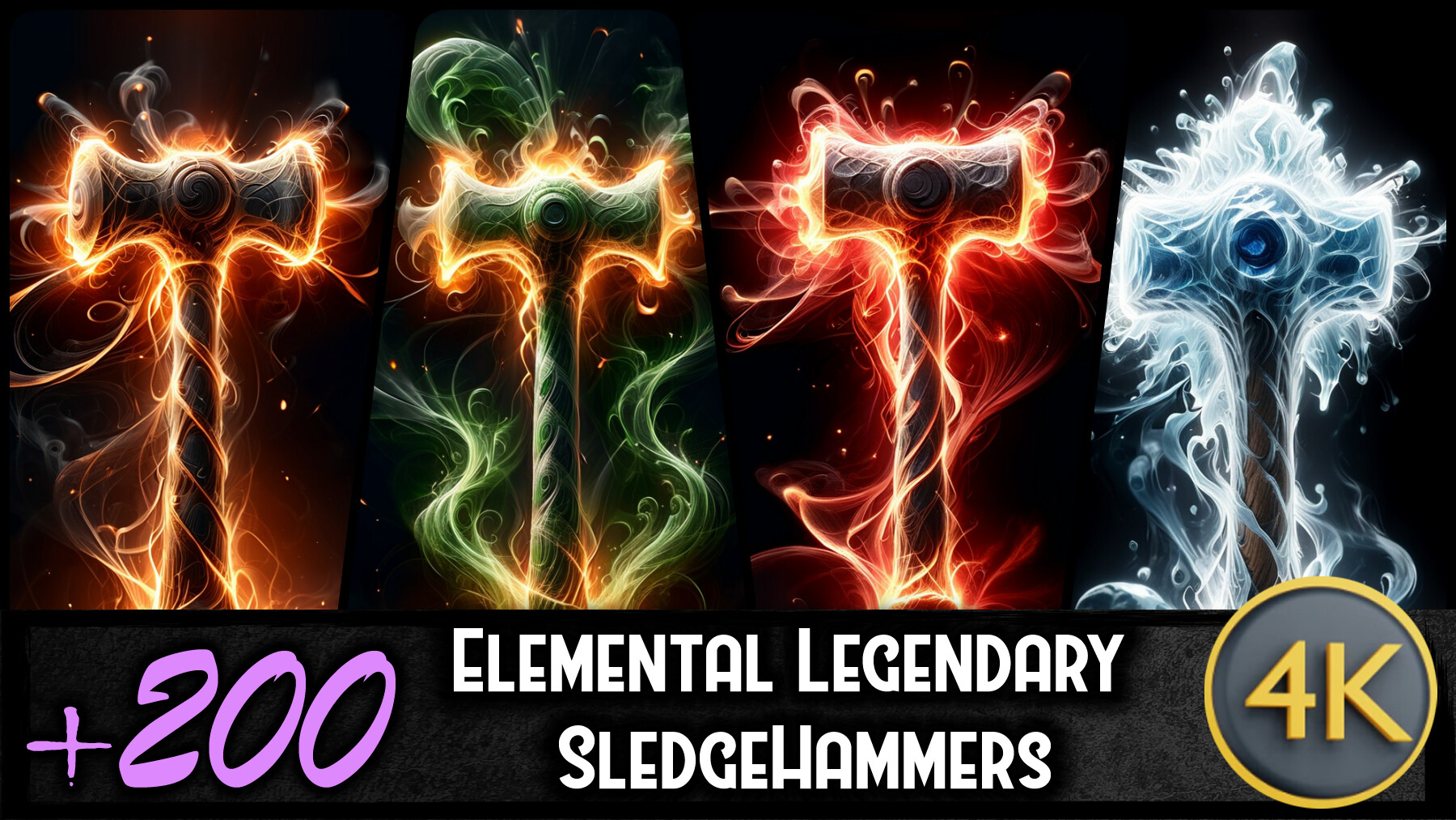 ArtStation - +200 Elemental Legendary SledgeHammers | 4K