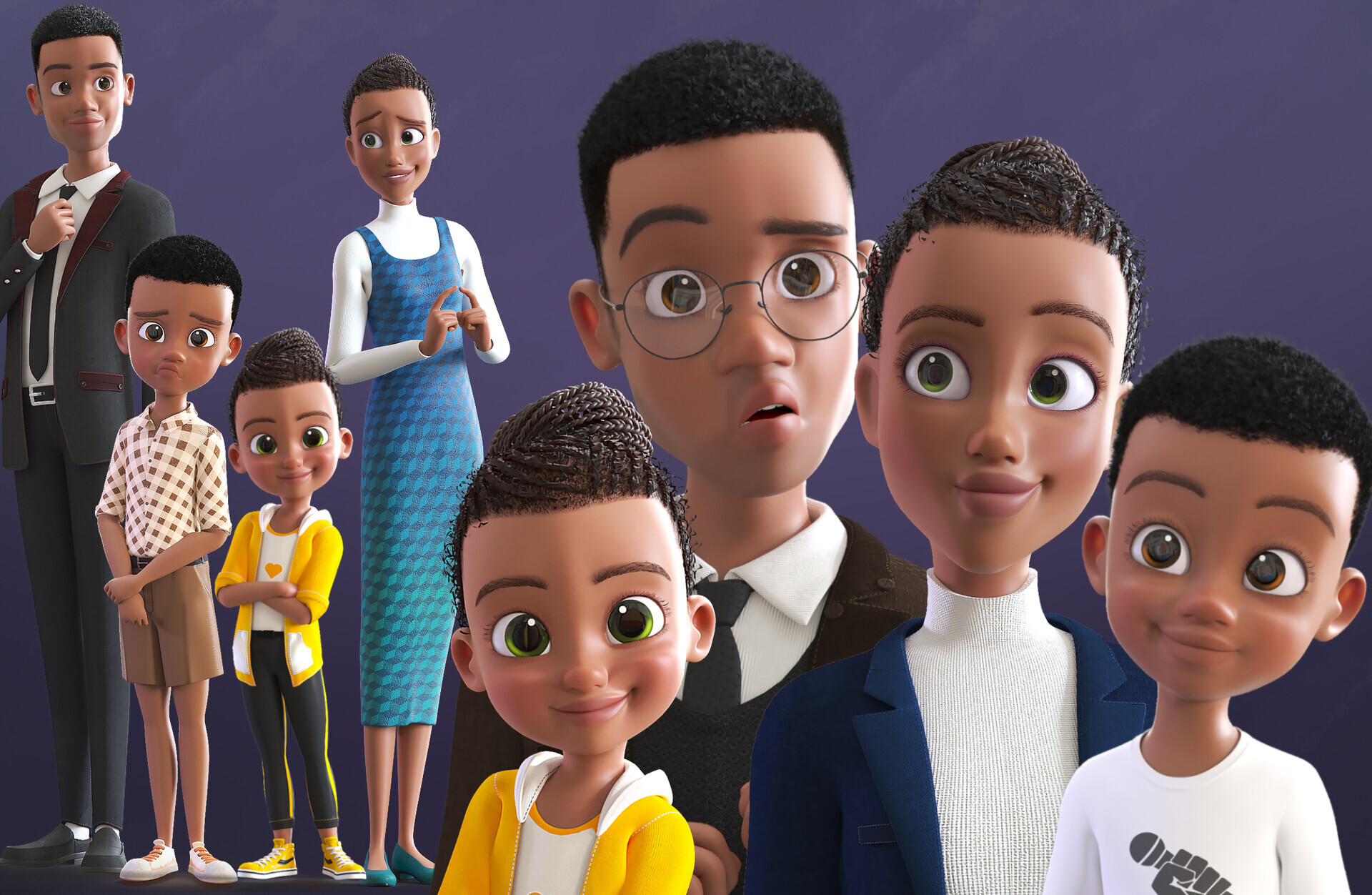 ArtStation - Cartoon Afro Family Pack - 3d Rigged Characters